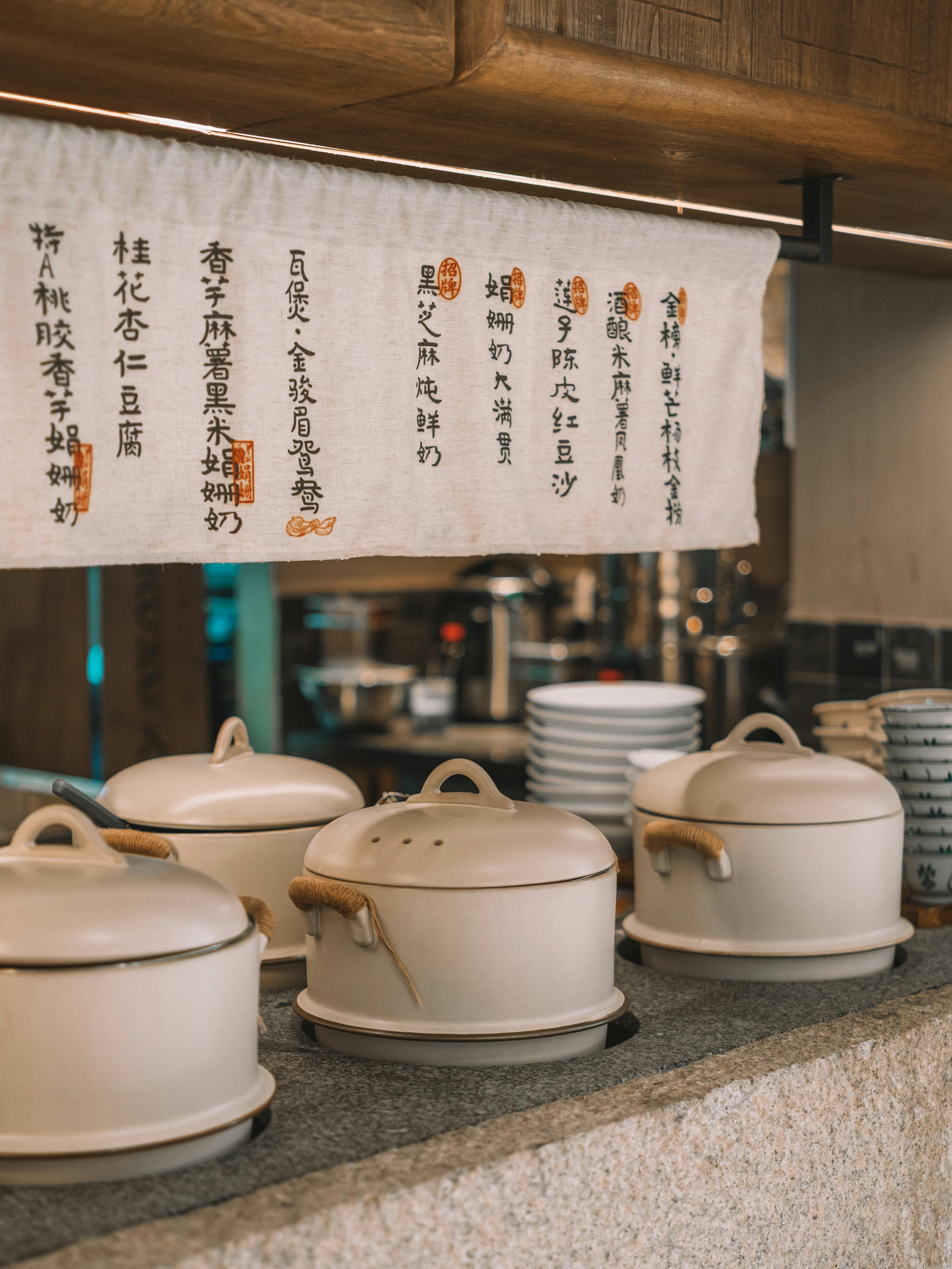 Traditional Asian Kitchen with Ceramic Pots · Free Stock Photo