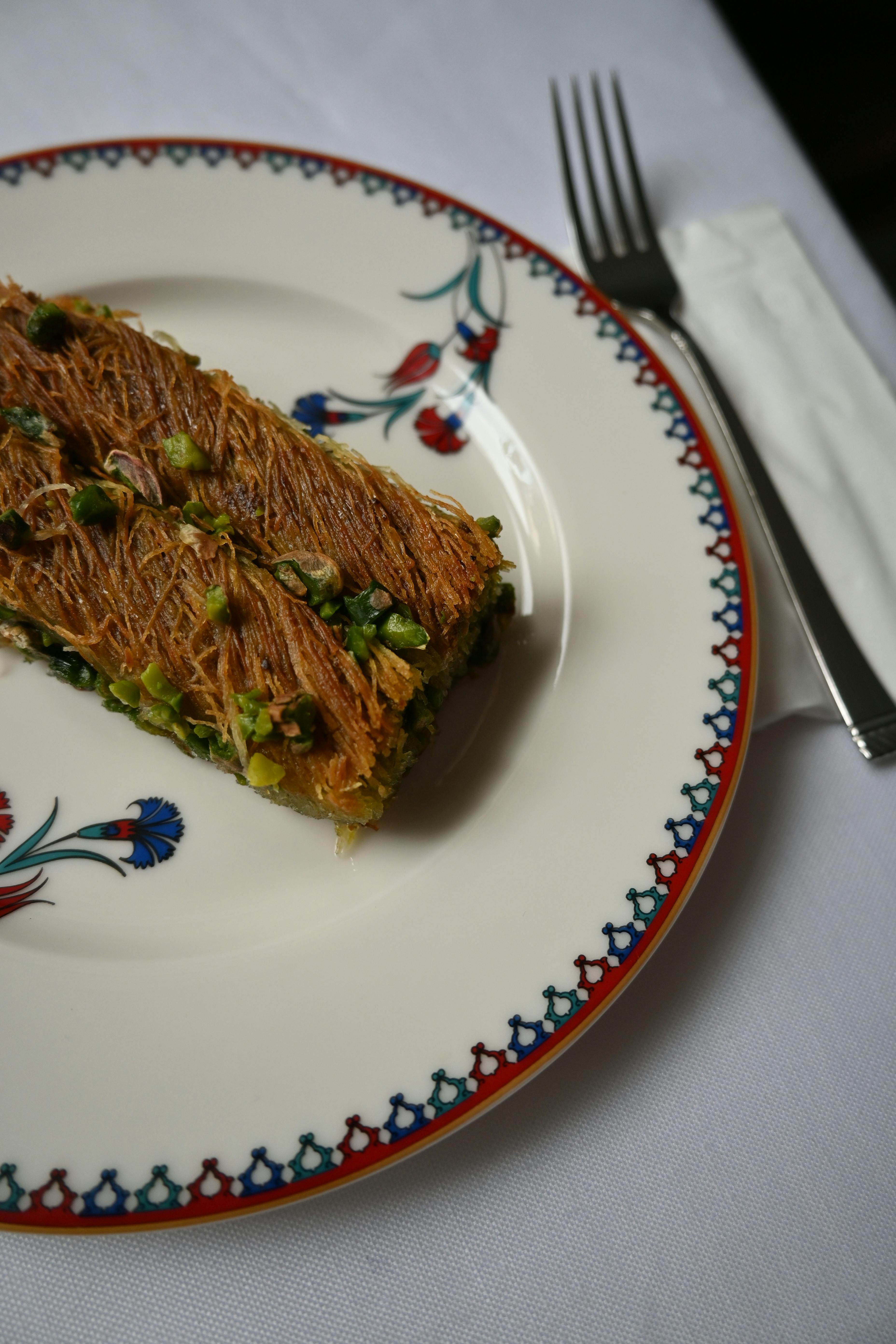 Traditional Middle Eastern Kunafa Dessert on Plate · Free Stock Photo