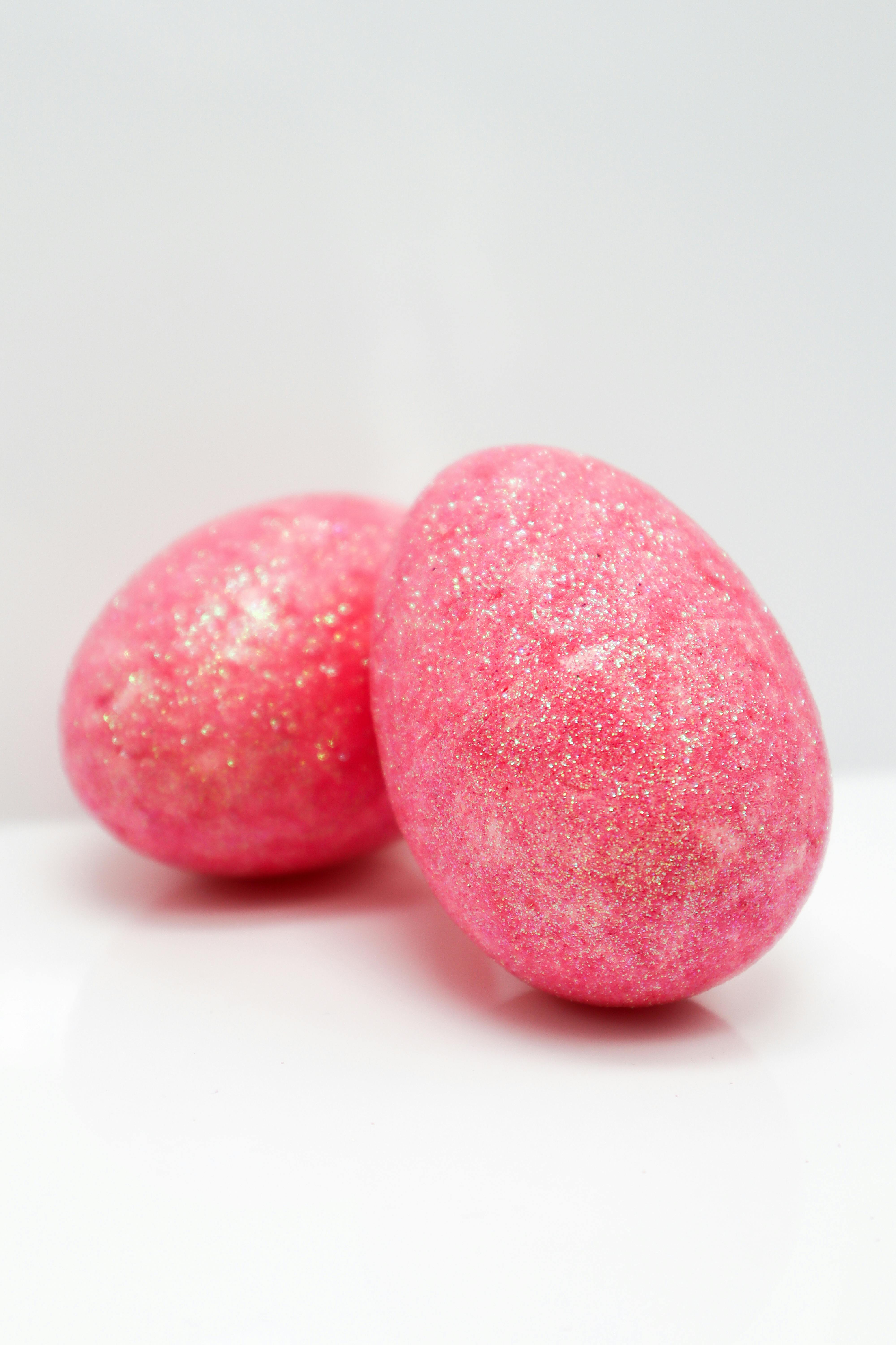 Sparkling Pink Easter Eggs on White Background · Free Stock Photo