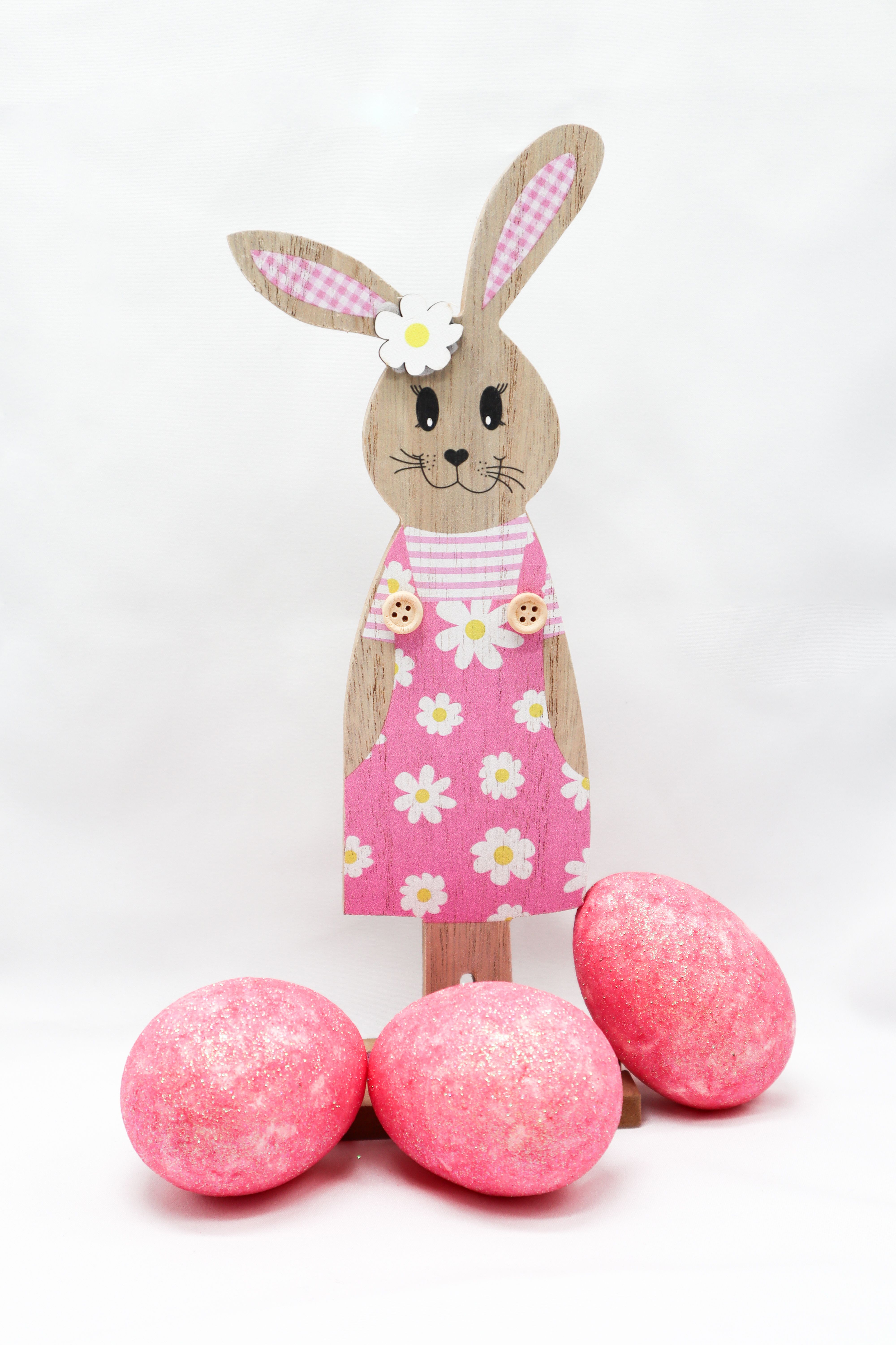 Bonita Decoración De Conejito De Pascua Con Huevos Rosas · Foto de ...