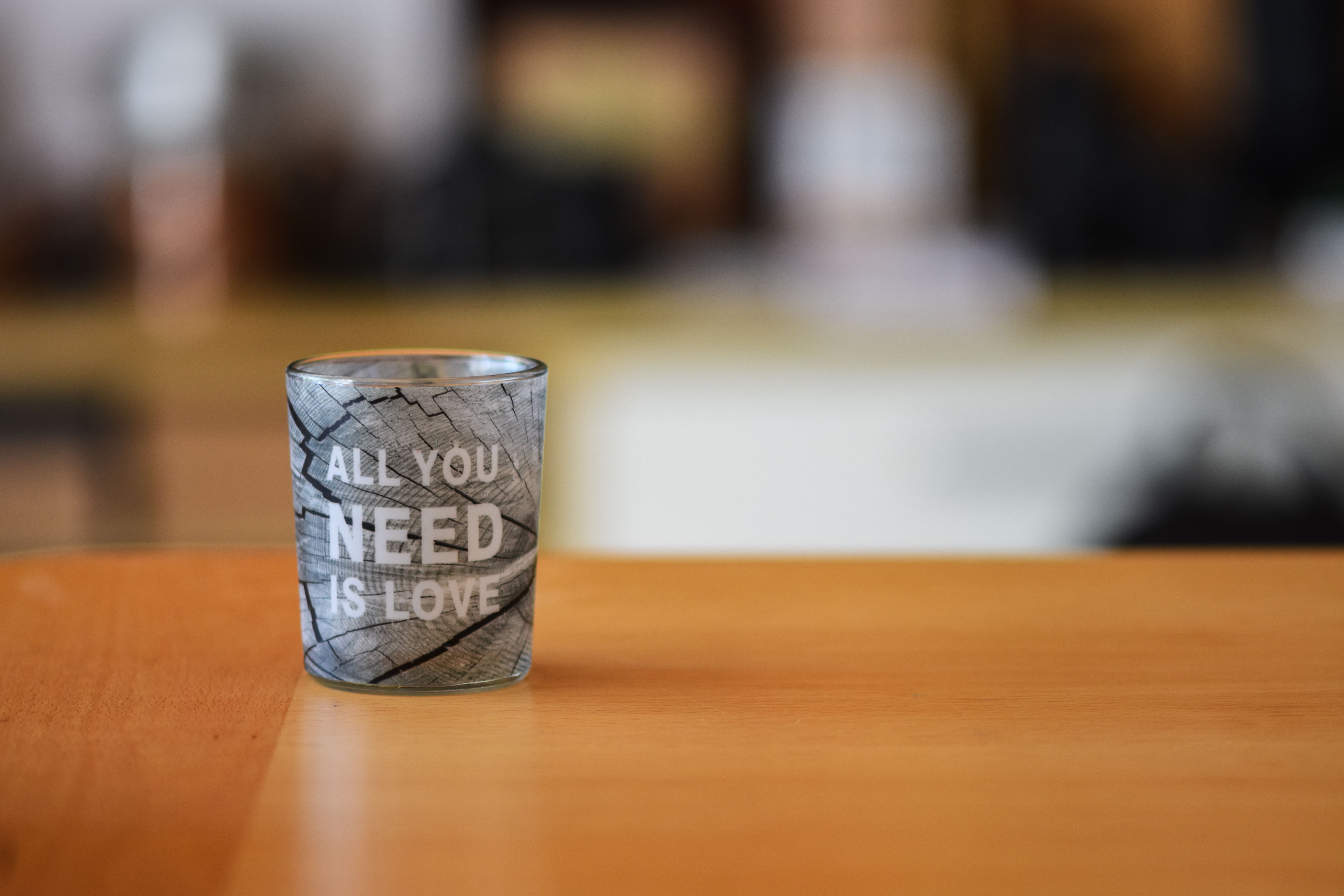 Glass Cup with Inspirational Love Quote · Free Stock Photo