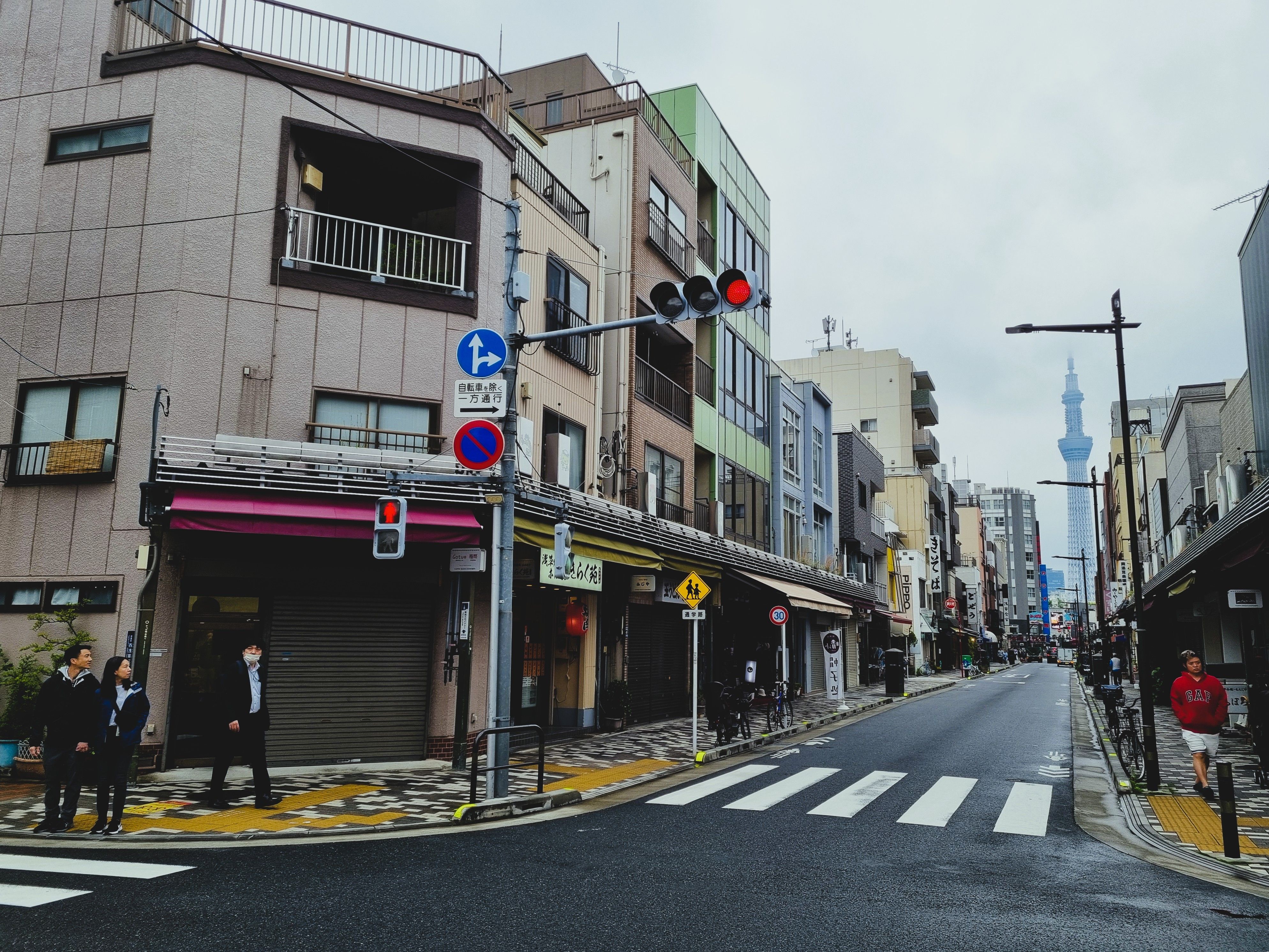 Urban Street View with Tokyo Skytree in Background · Free Stock Photo