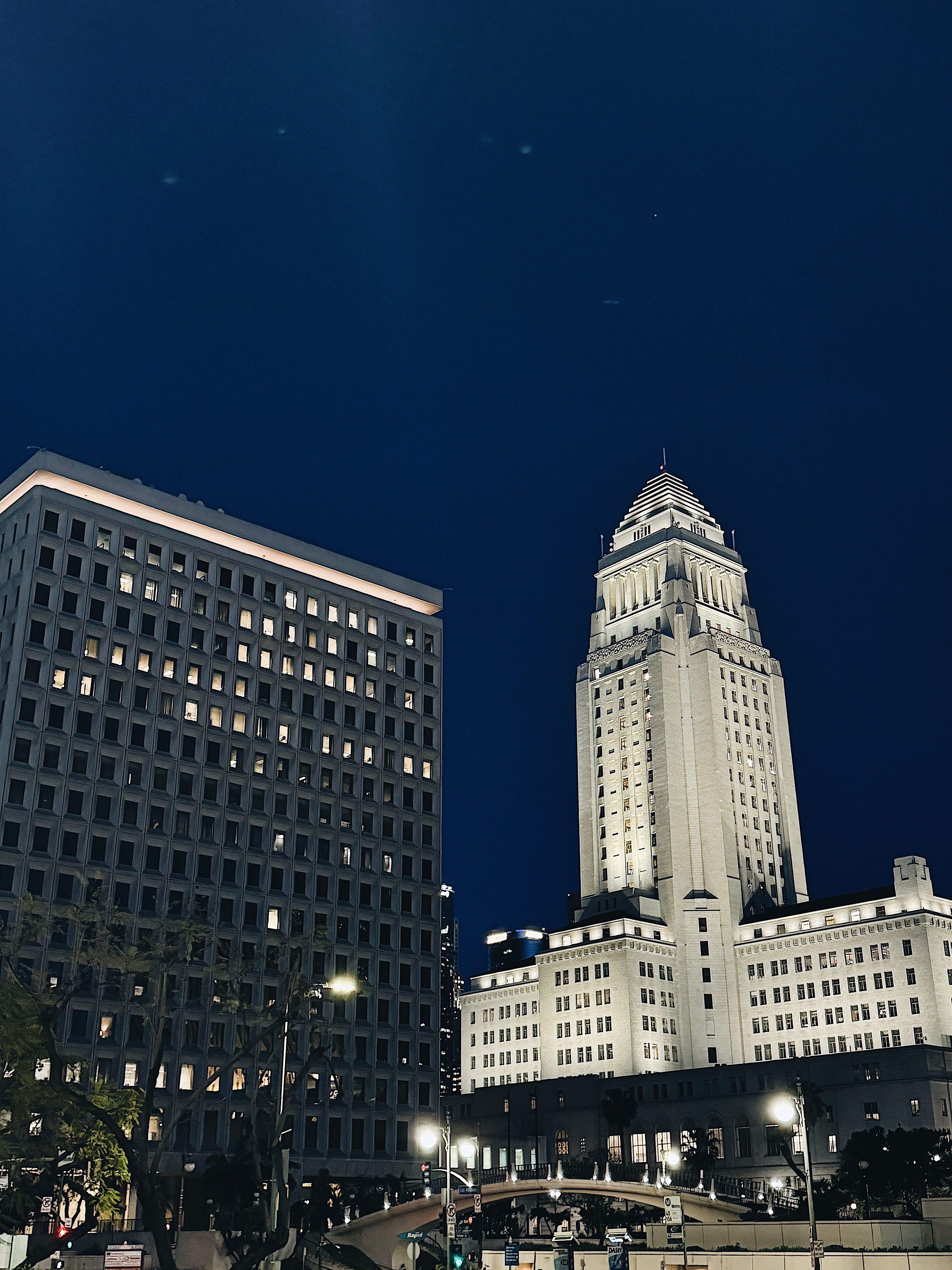 Los Angeles City Hall Illuminated at Night · Free Stock Photo