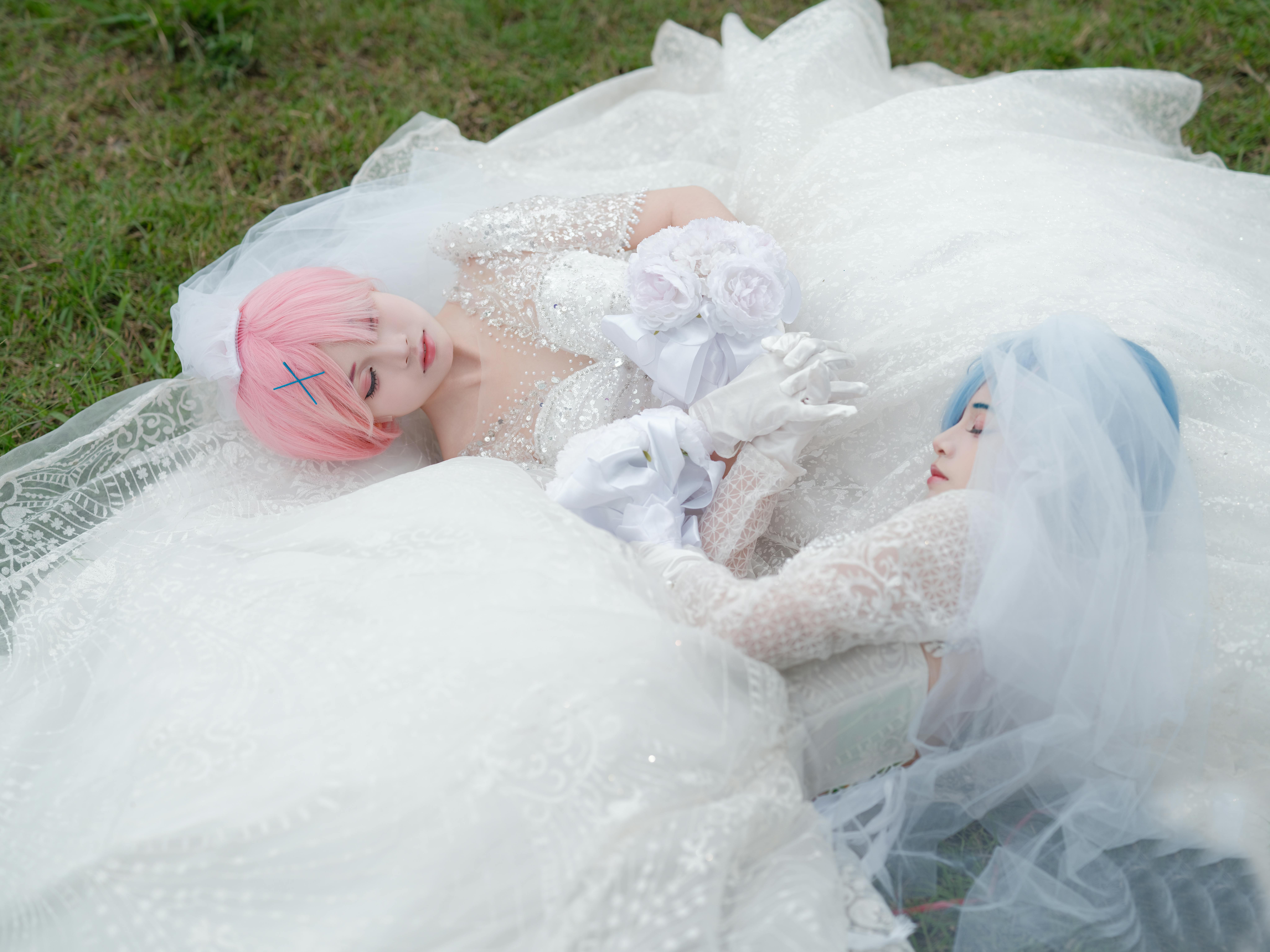 Artistic Bride Cosplay with Veils Outdoors · Free Stock Photo