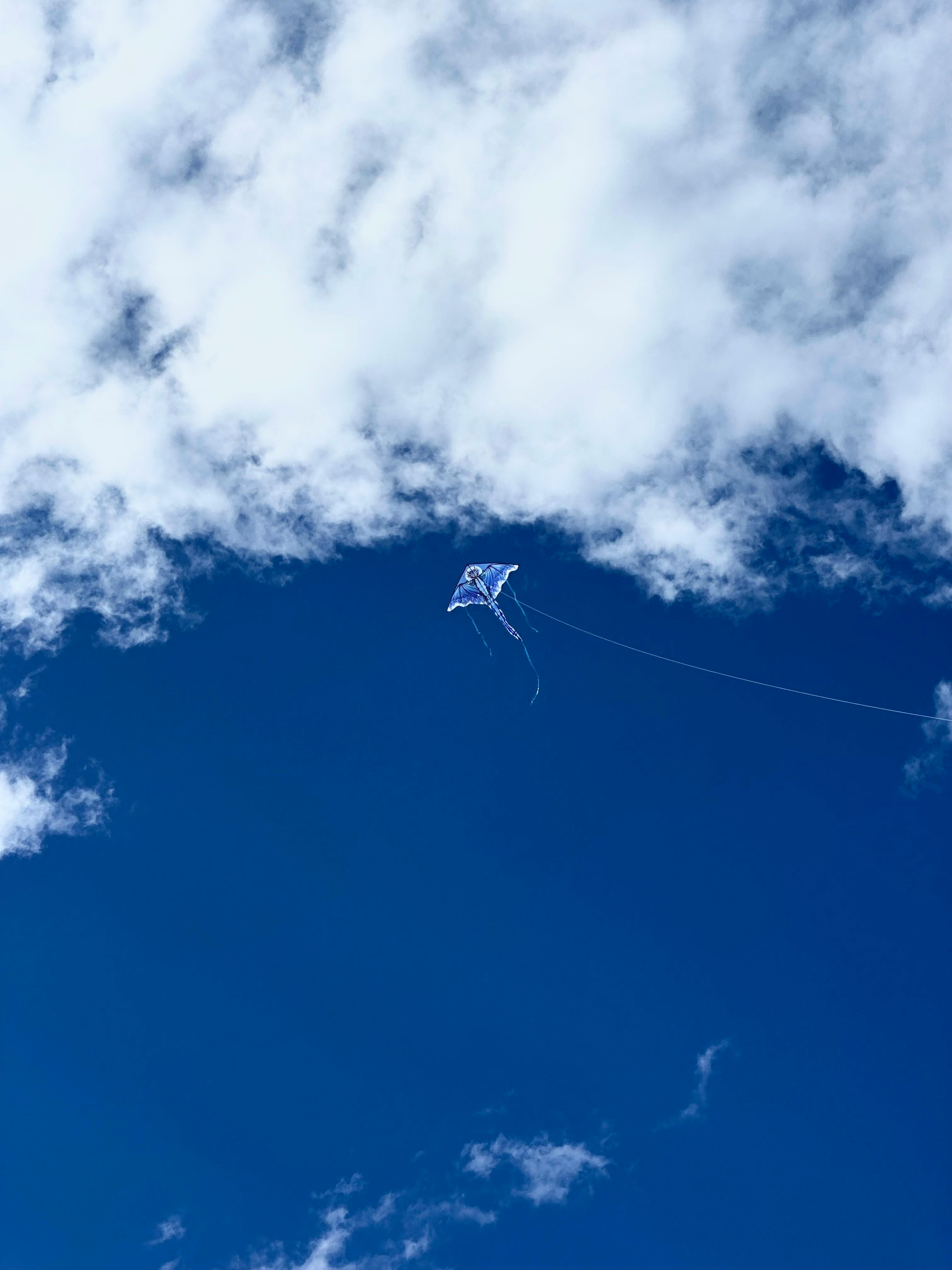 Blue Kite Flying High in Clear Sky · Free Stock Photo