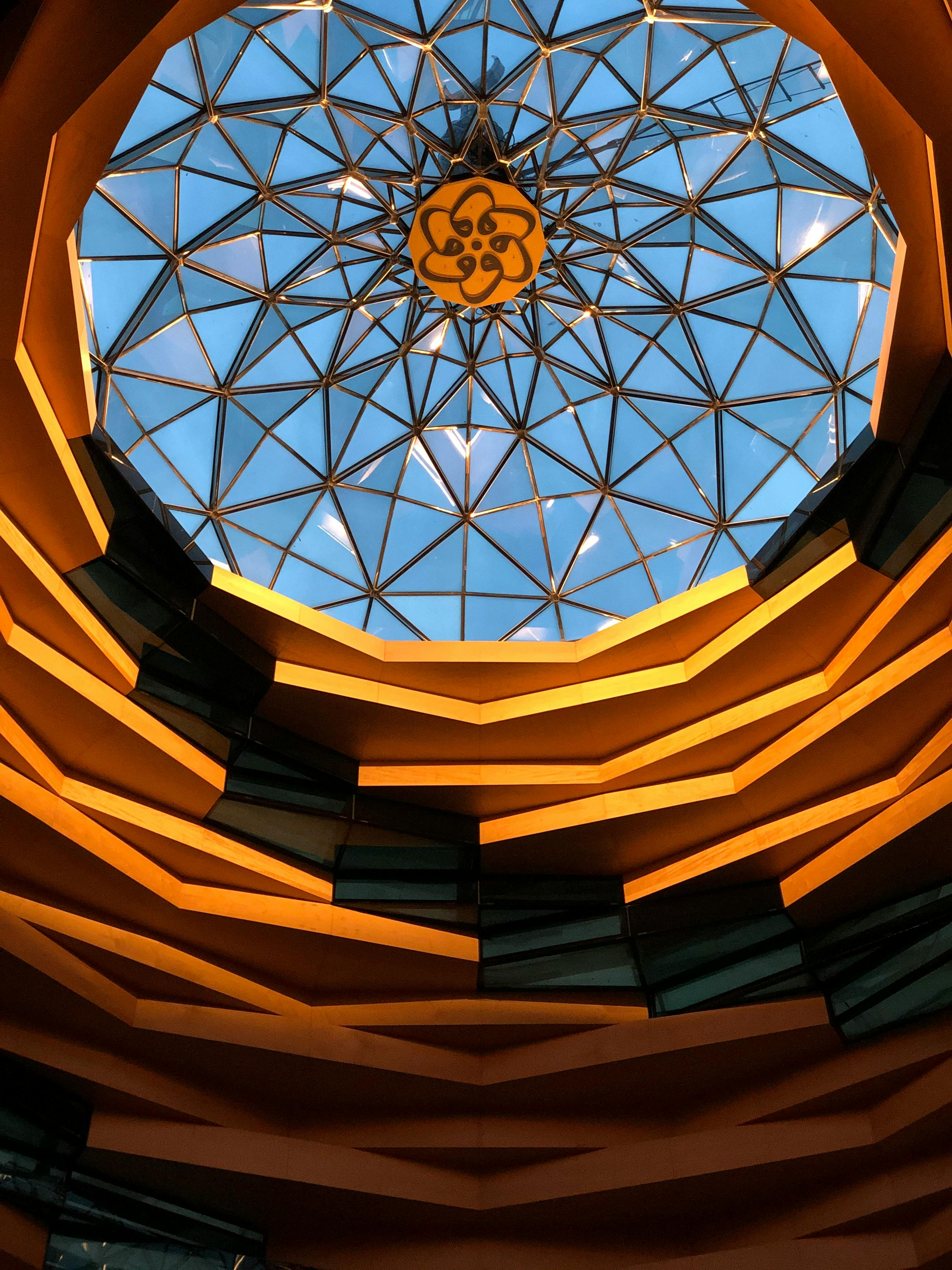 Geometric Dome Ceiling with Complex Patterns · Free Stock Photo