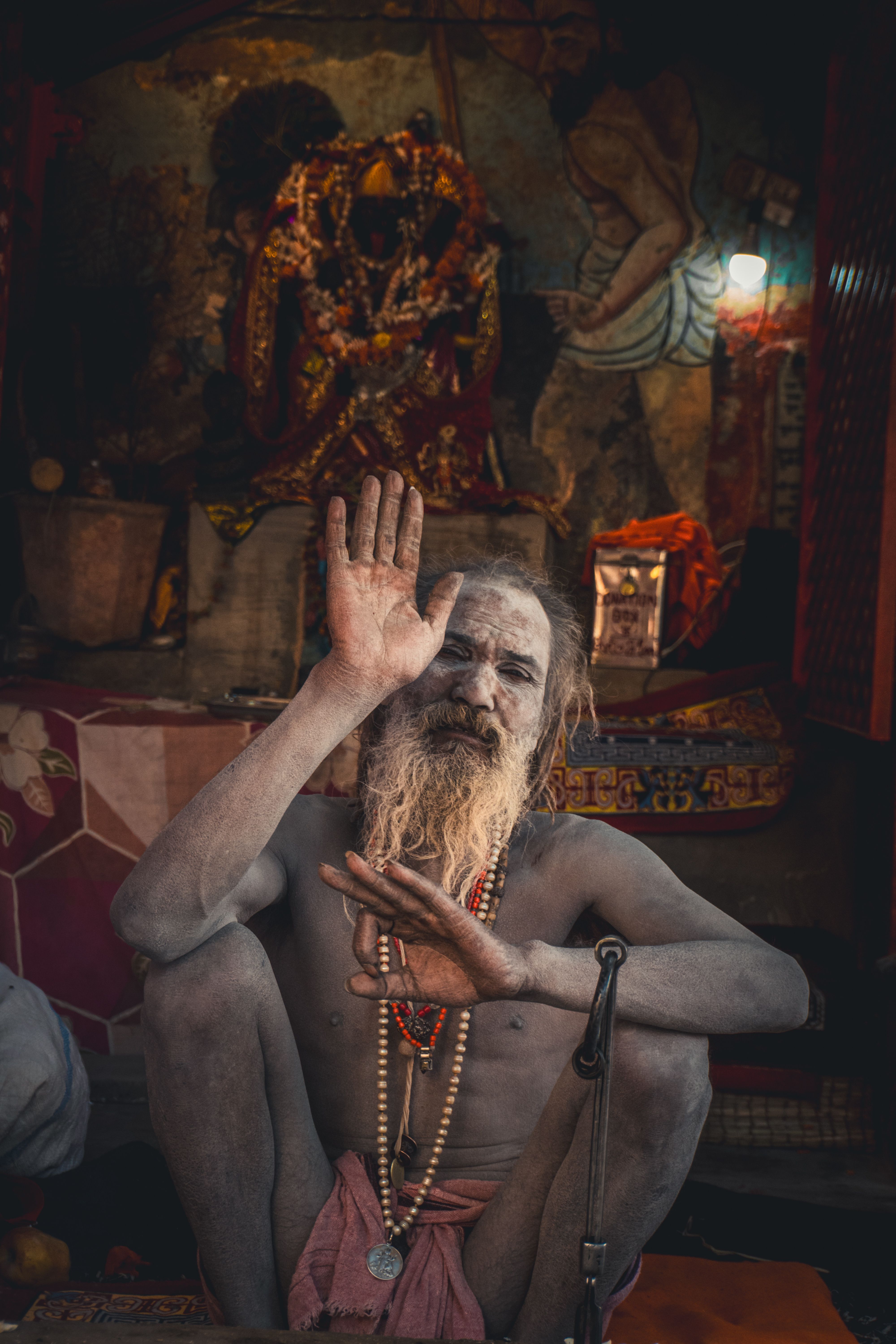 Portrait of Spiritual Guru with Raised Hand Gesture · Free Stock Photo
