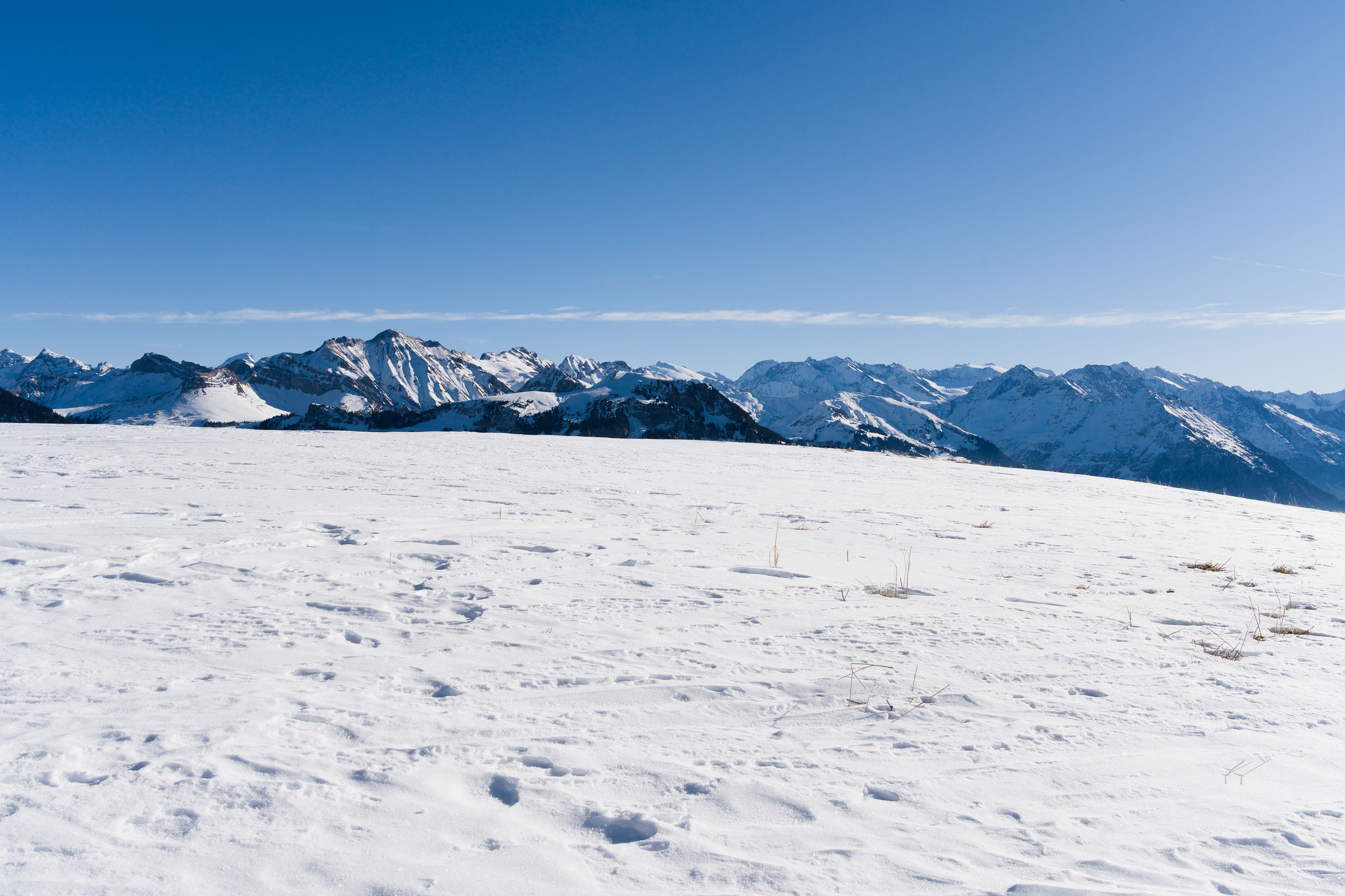 Scenic Swiss Alps Winter Landscape with Snow · Free Stock Photo