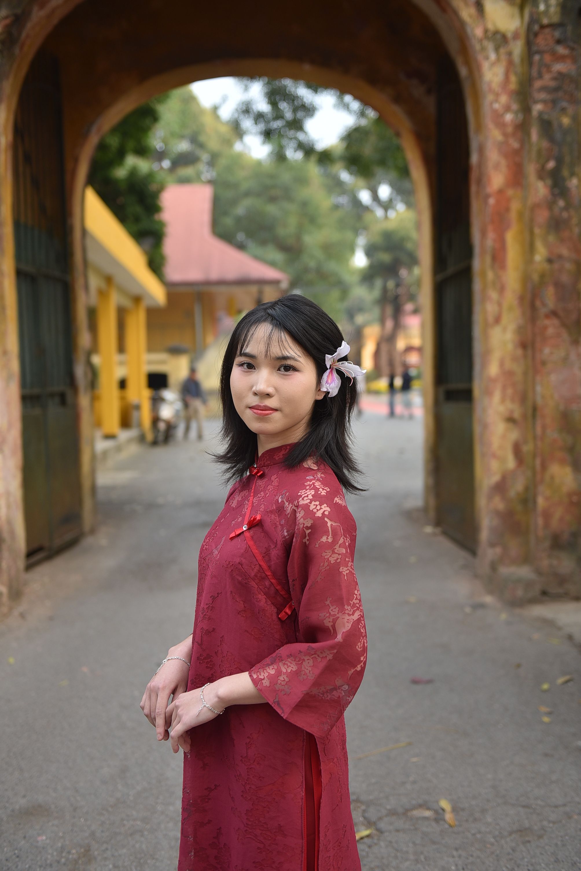 Portrait of Woman in Traditional Red Dress Outdoors · Free Stock Photo