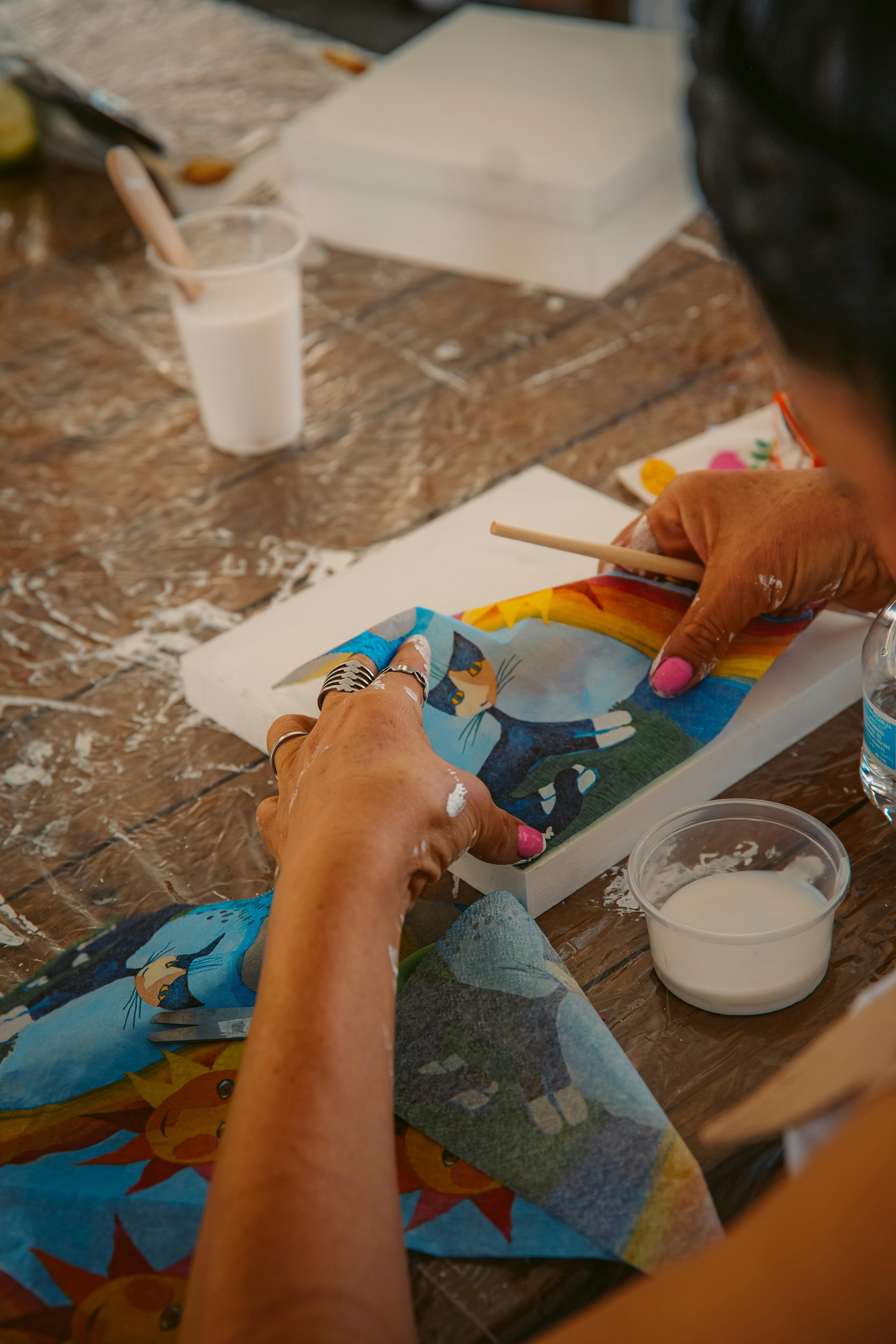 Creative Art Project with Fabric and Paint · Free Stock Photo