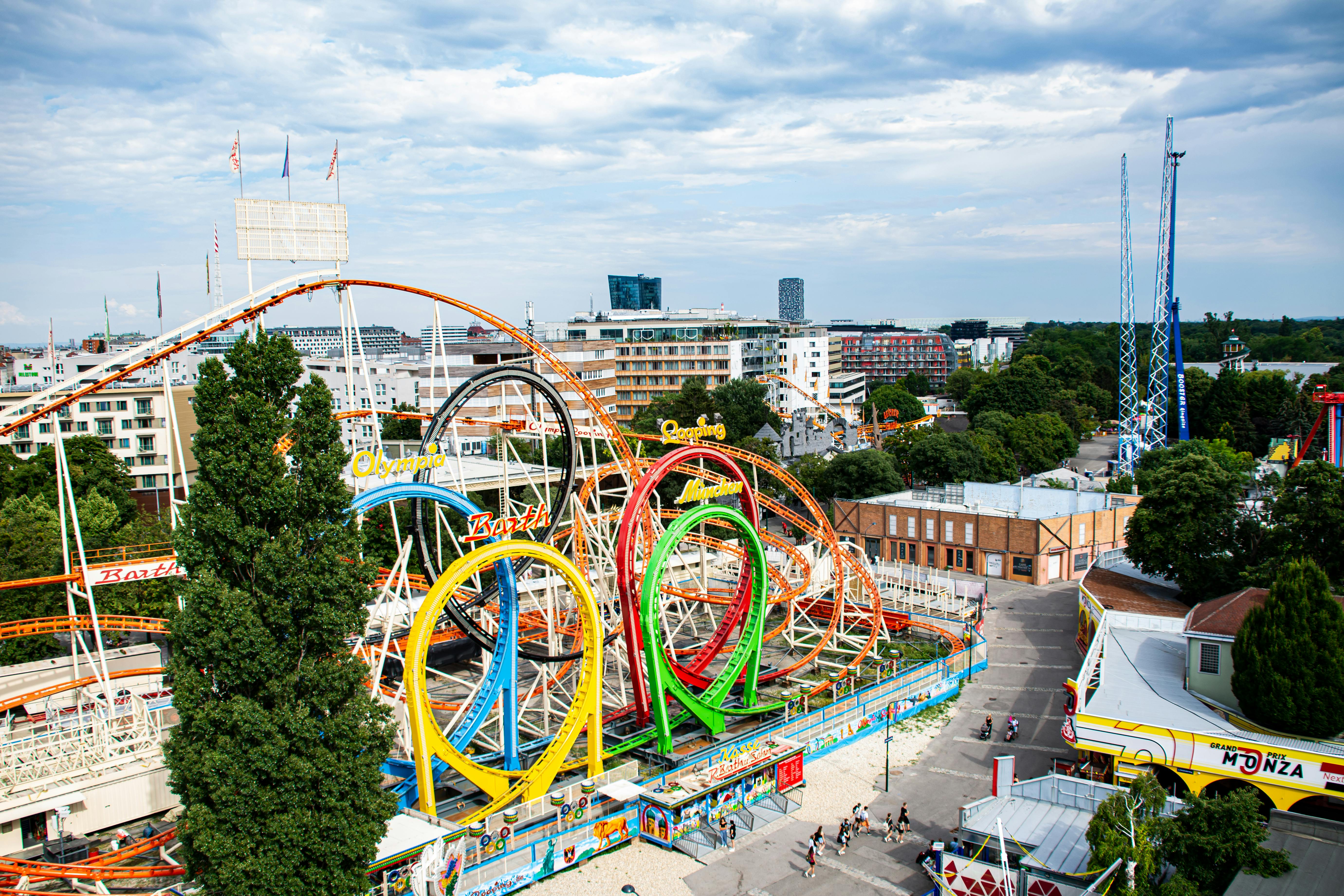 Vibrant Roller Coaster in Prater, Vienna · Free Stock Photo