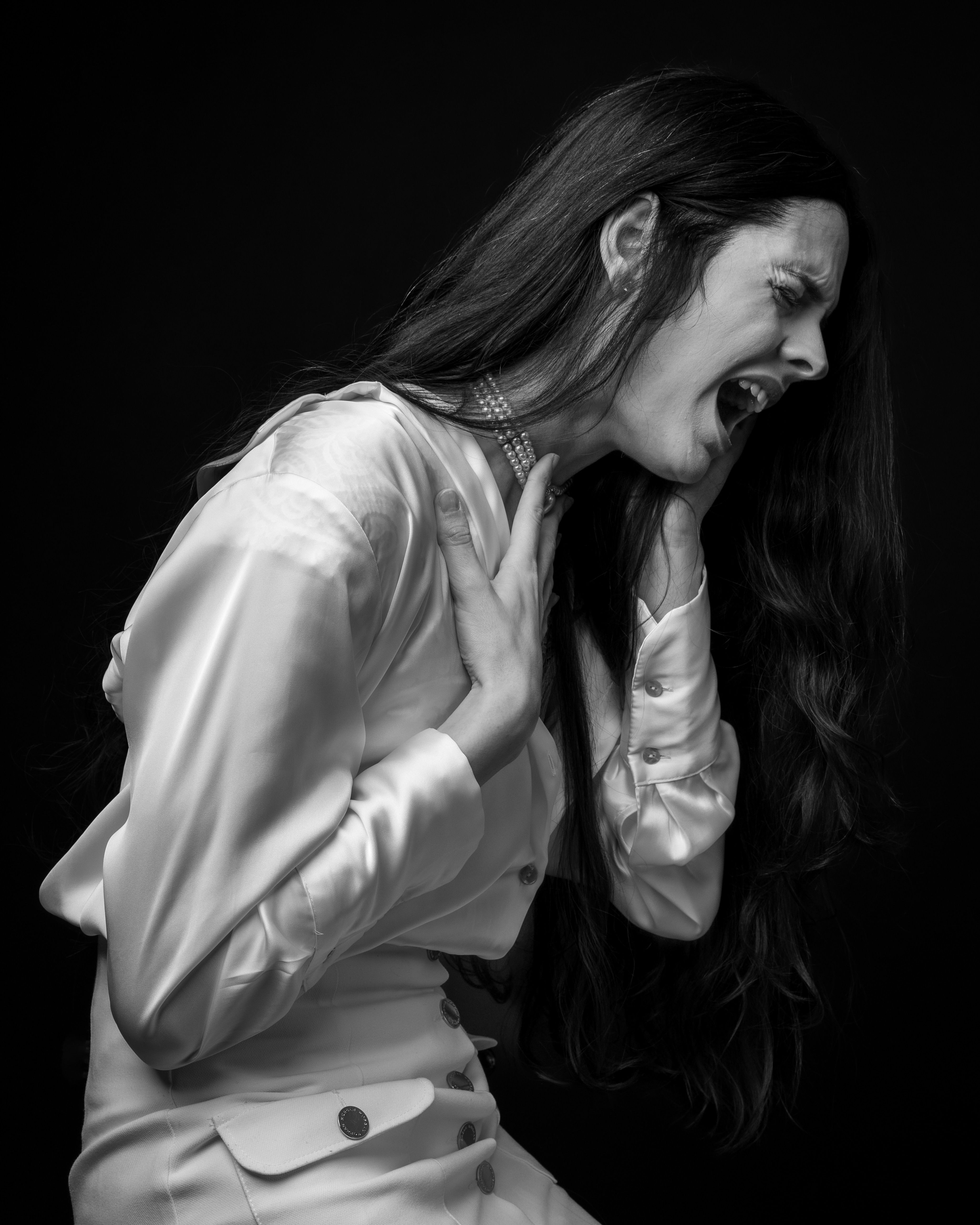 Emotional Expression in Dramatic Black and White Portrait · Free Stock ...