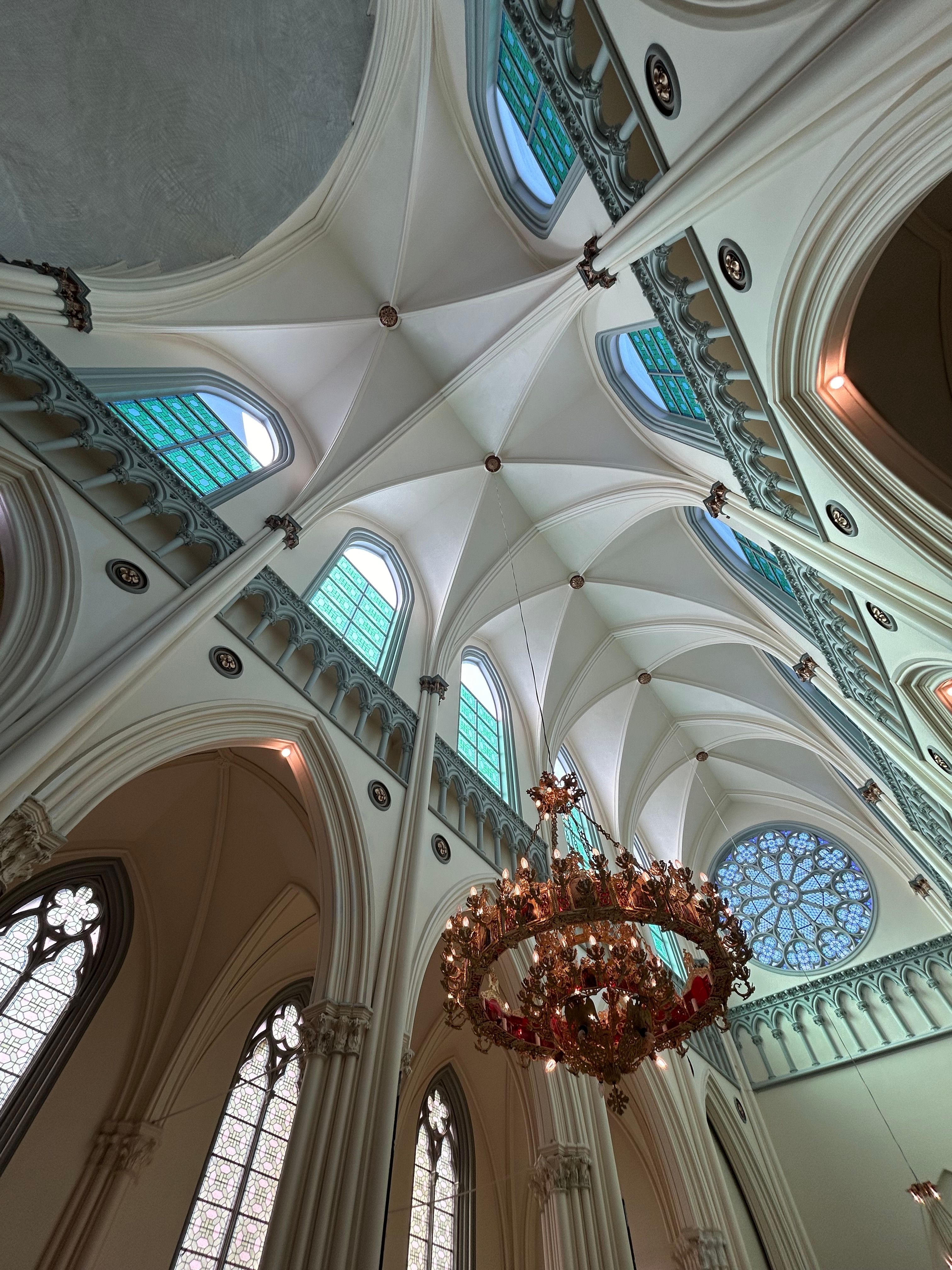 Gothic Cathedral Interior with Stained Glass · Free Stock Photo