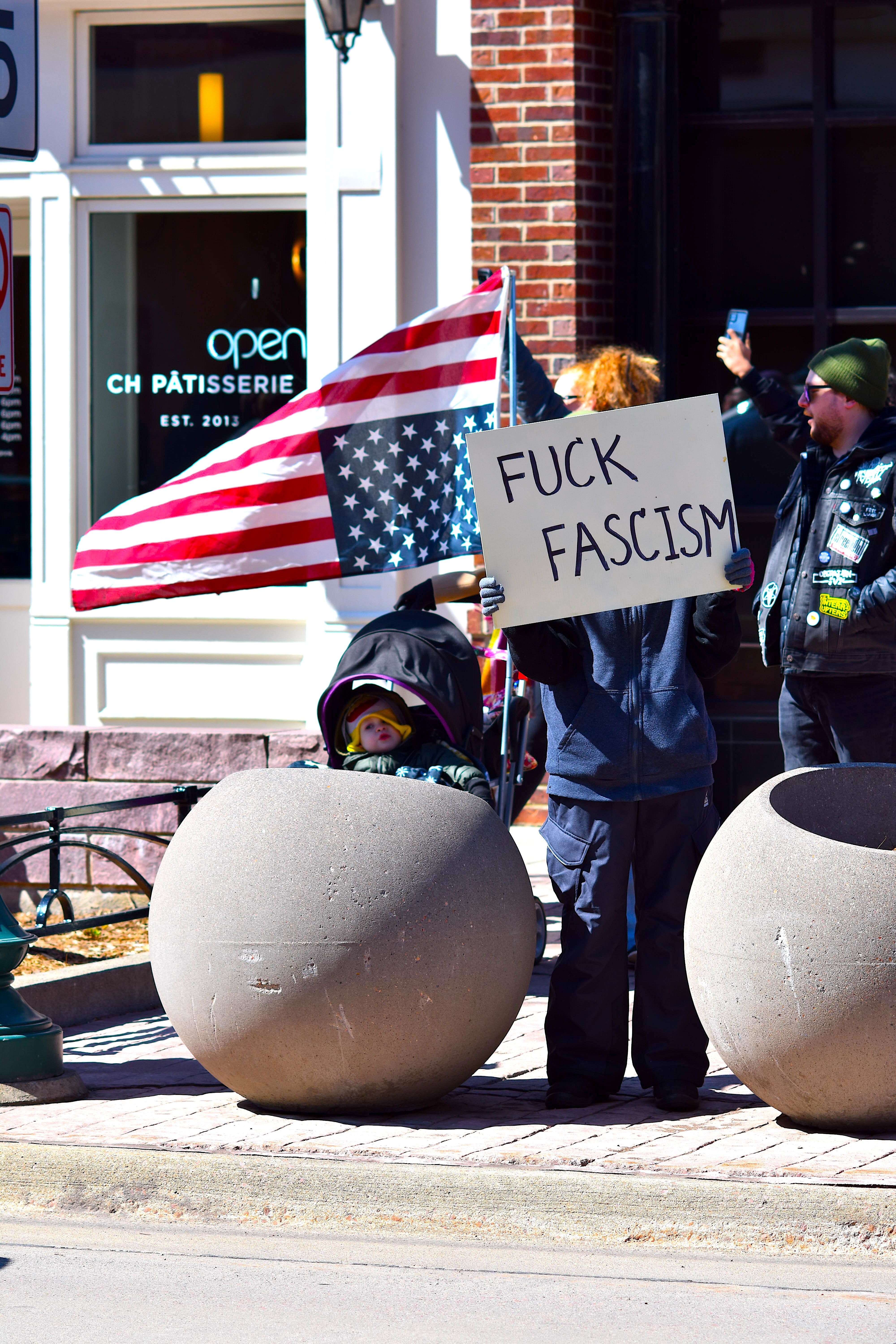 Street Protest Against Fascism with American Flag · Free Stock Photo