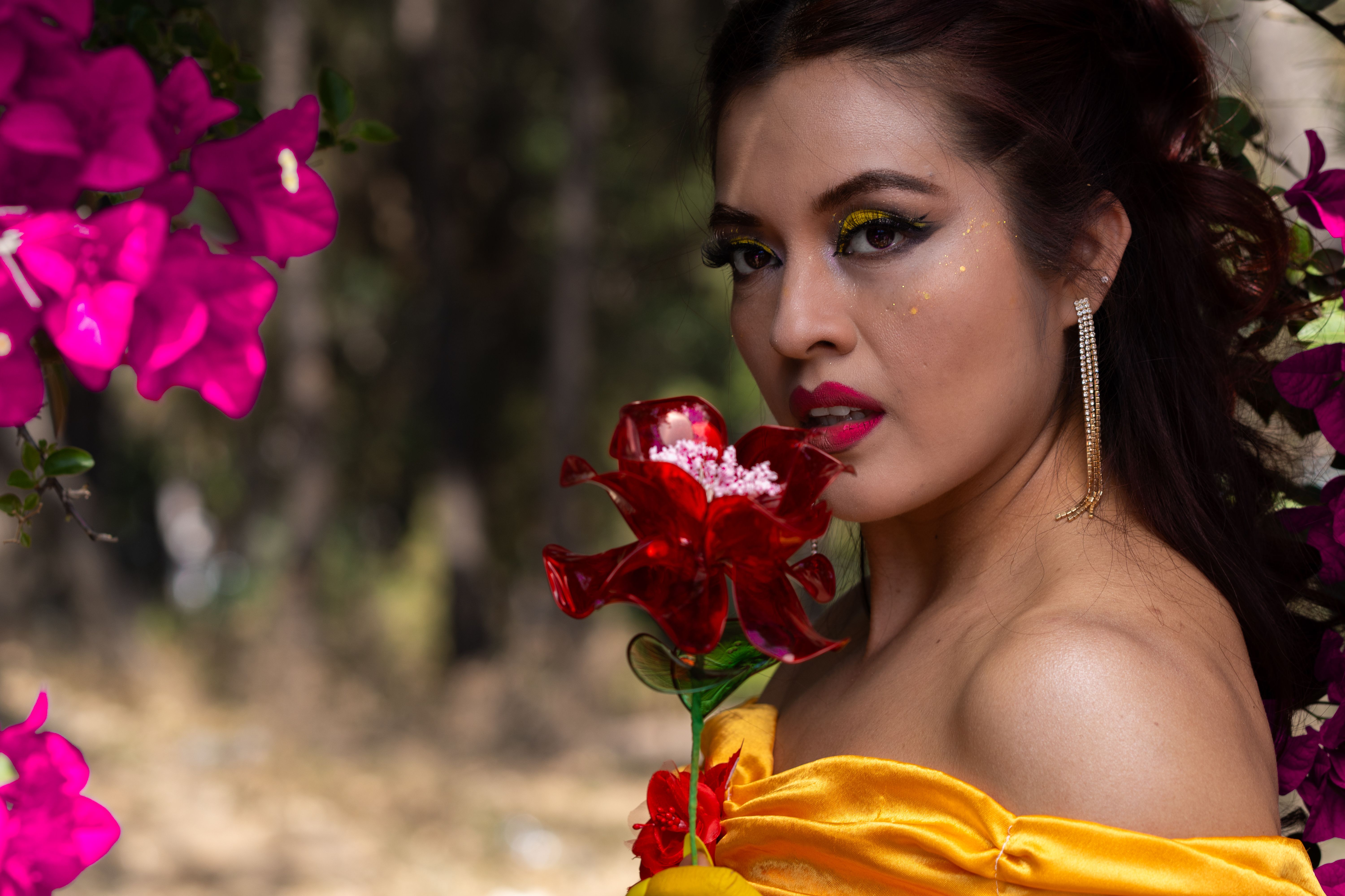 Elegant Woman in Floral Princess Cosplay Outdoors · Free Stock Photo