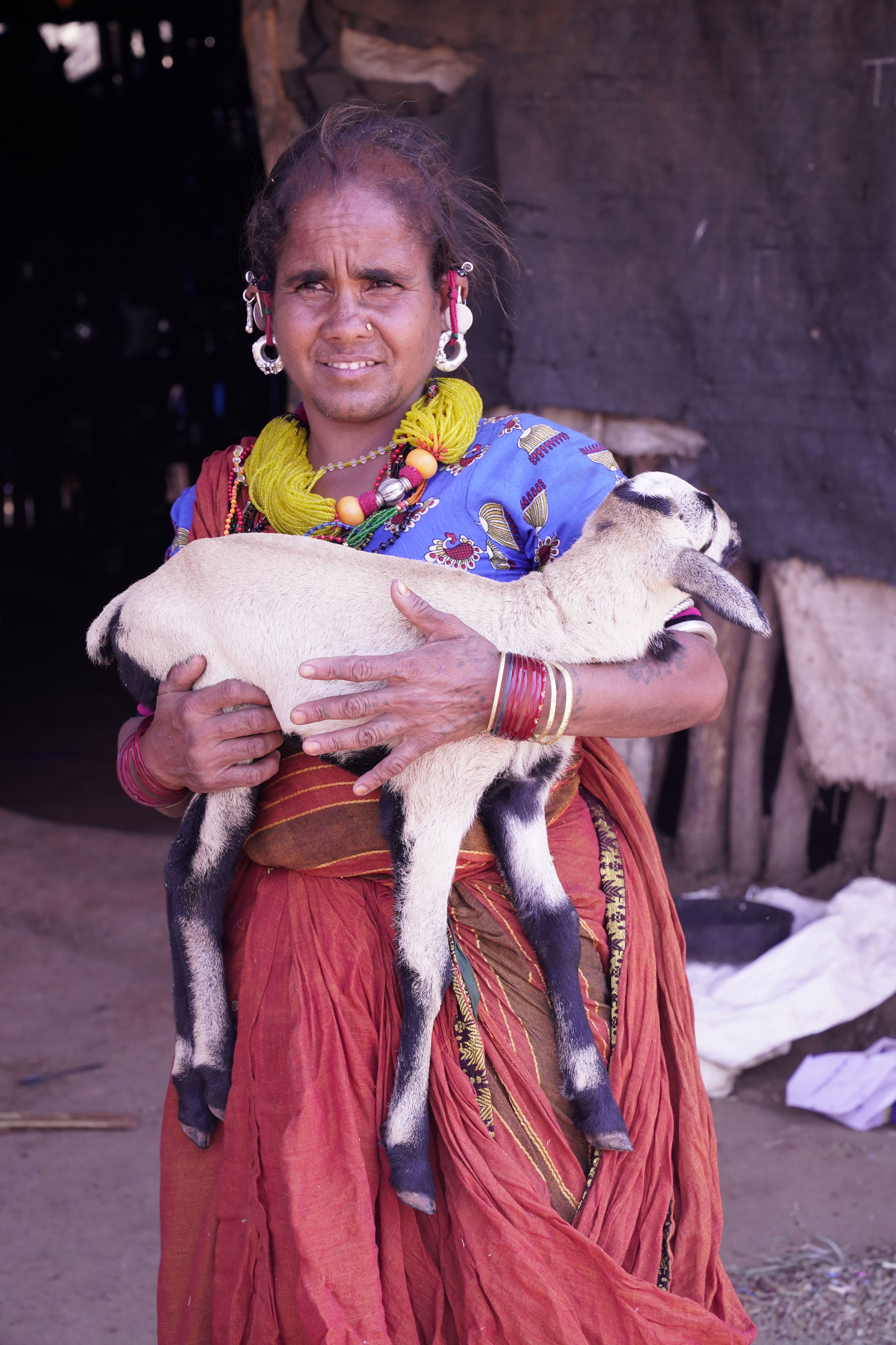 Woman Standing with Goat Kid · Free Stock Photo
