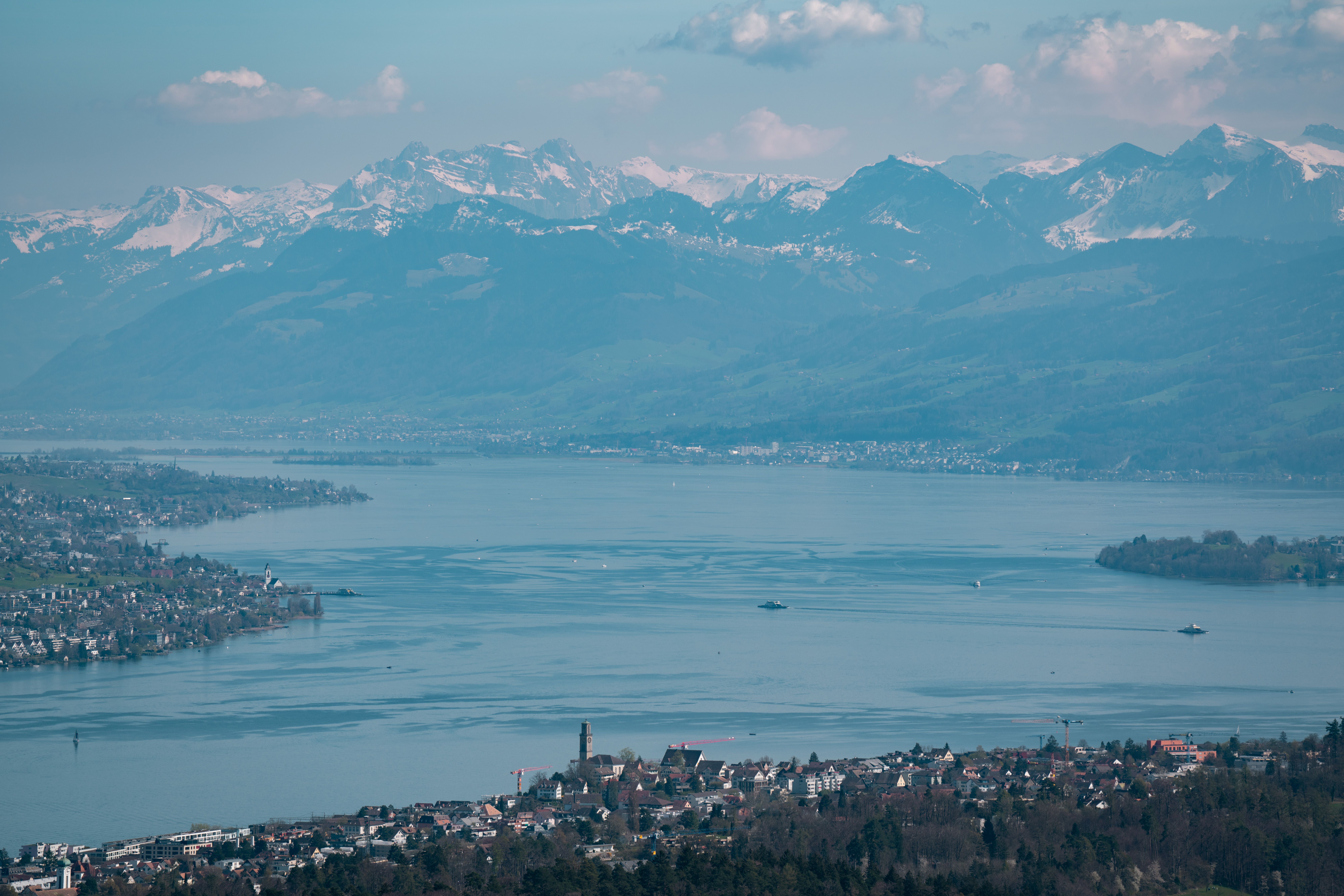 Aerial View of Zurich Lake and Swiss Alps · Free Stock Photo