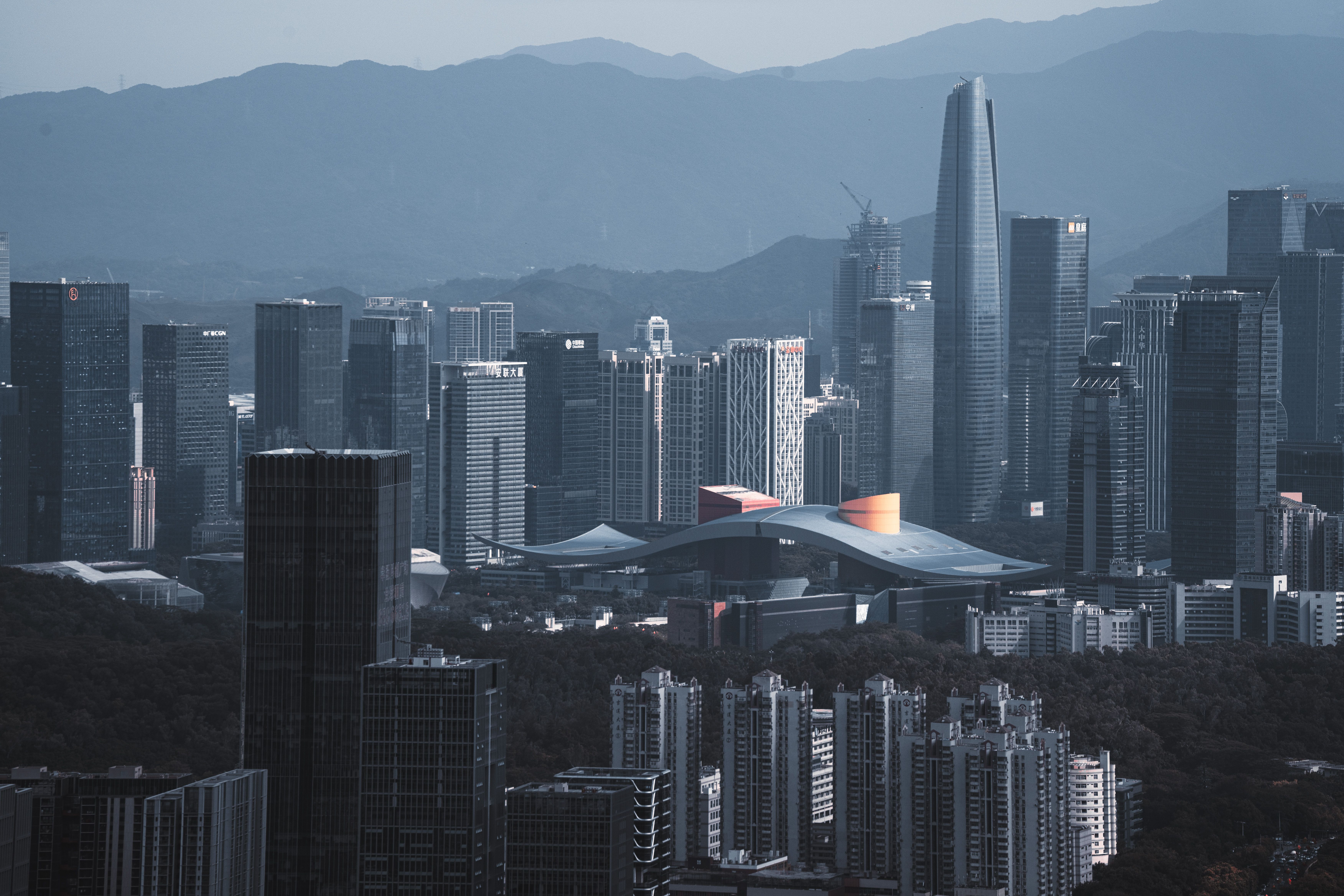 Aerial View of Shenzhen Skyline at Dusk · Free Stock Photo