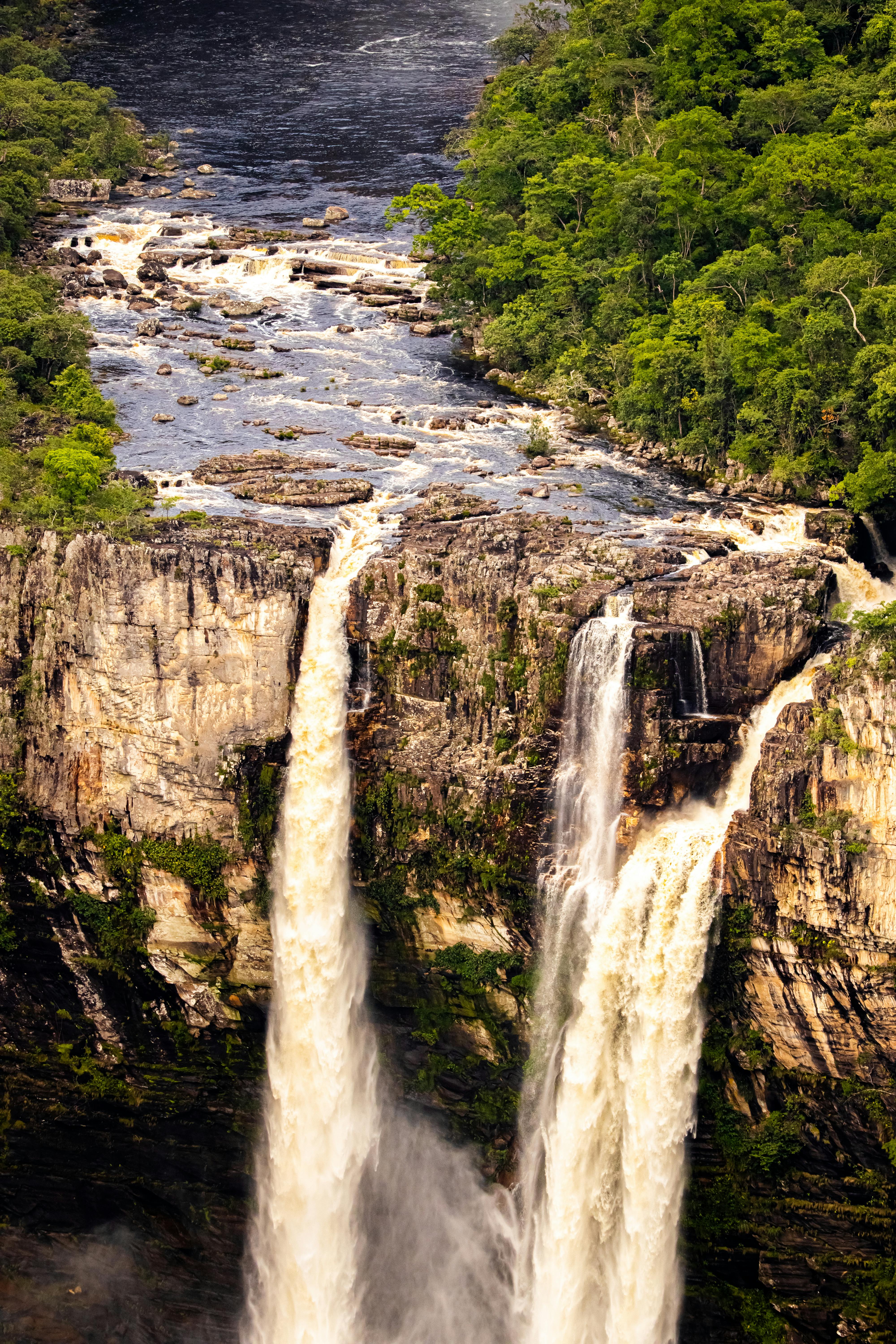 Majestic Double Waterfall in Lush Jungle Setting · Free Stock Photo
