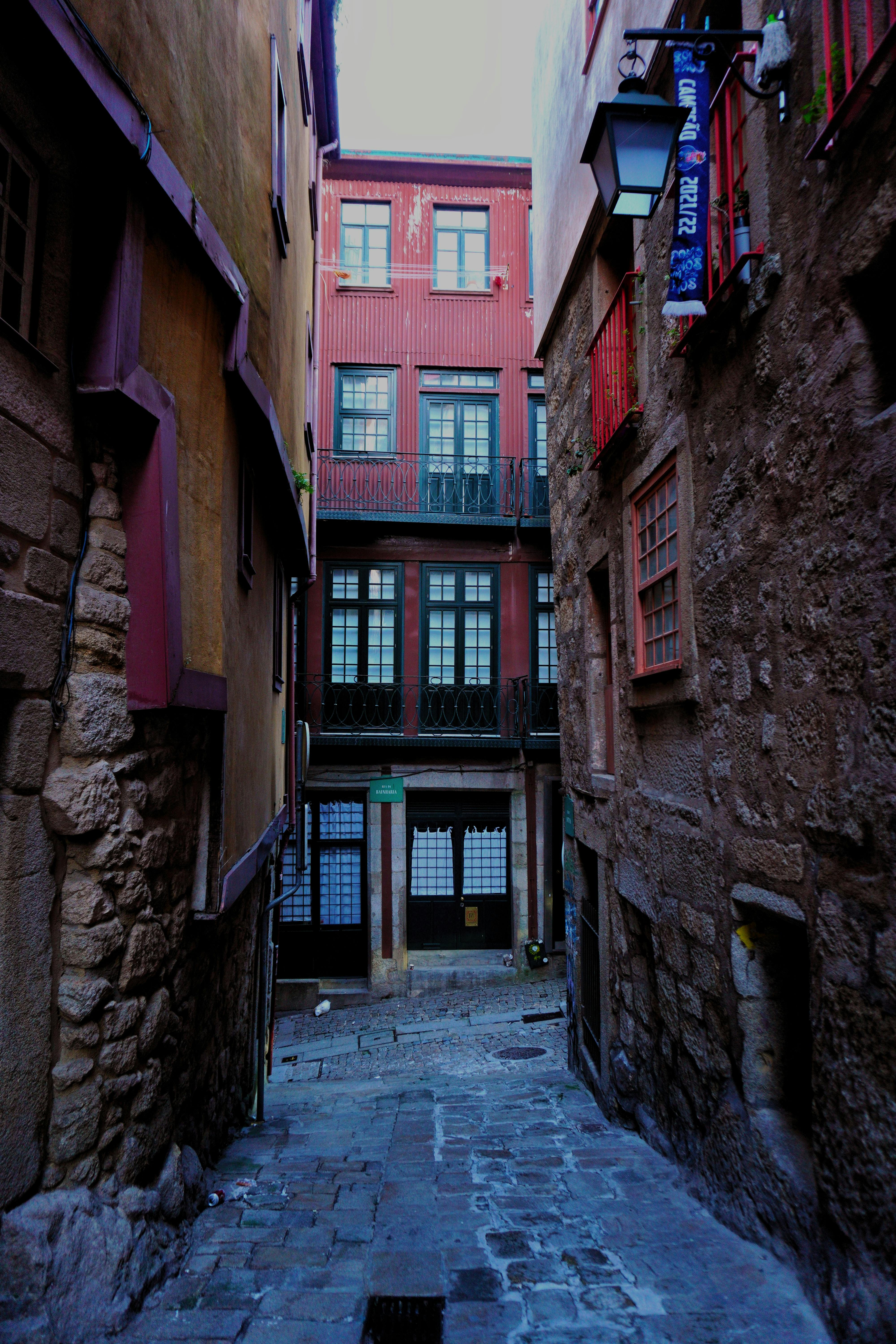 Charming Narrow European Alleyway with Colorful Buildings · Free Stock ...