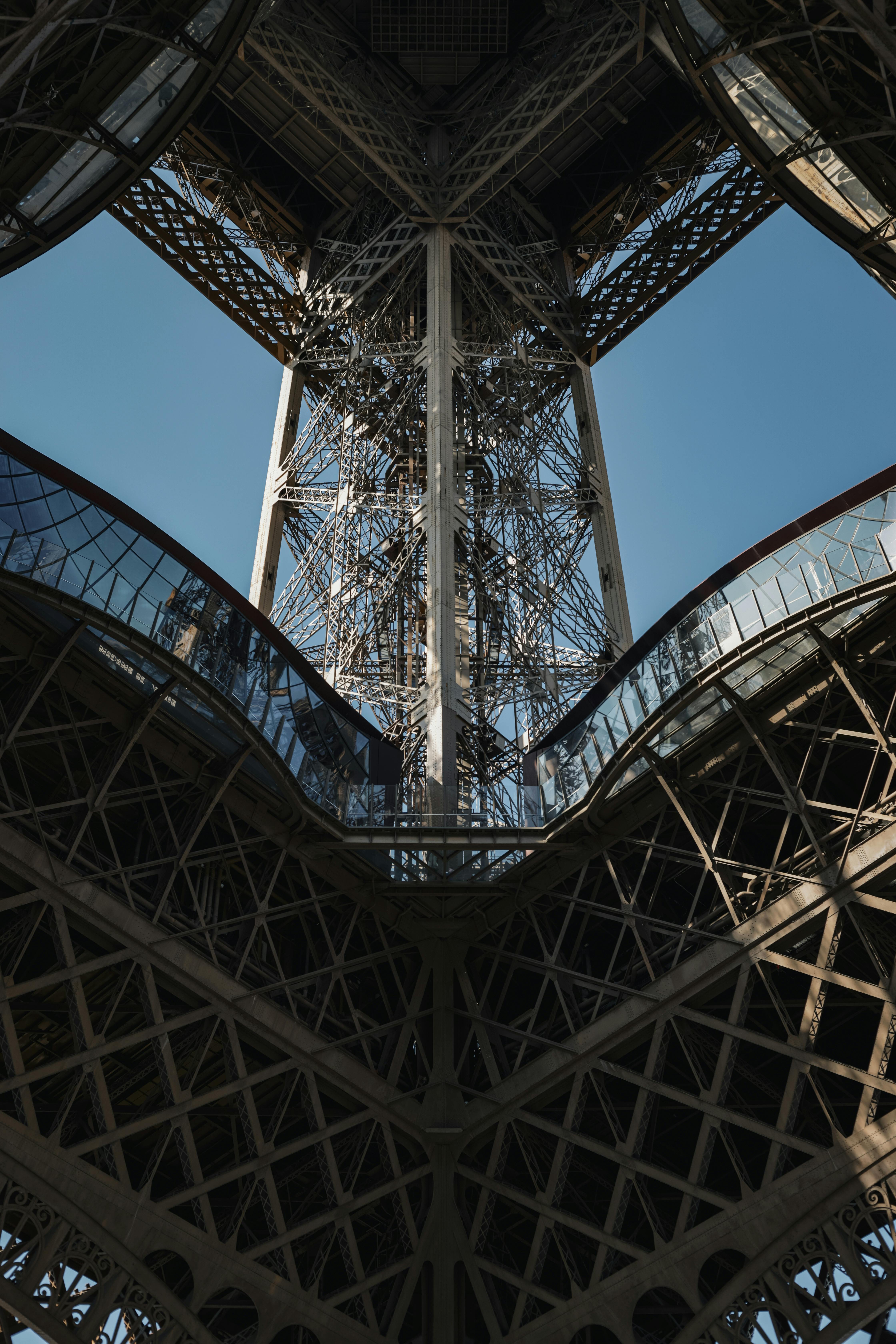 Inside View of the Eiffel Tower's Structural Design · Free Stock Photo