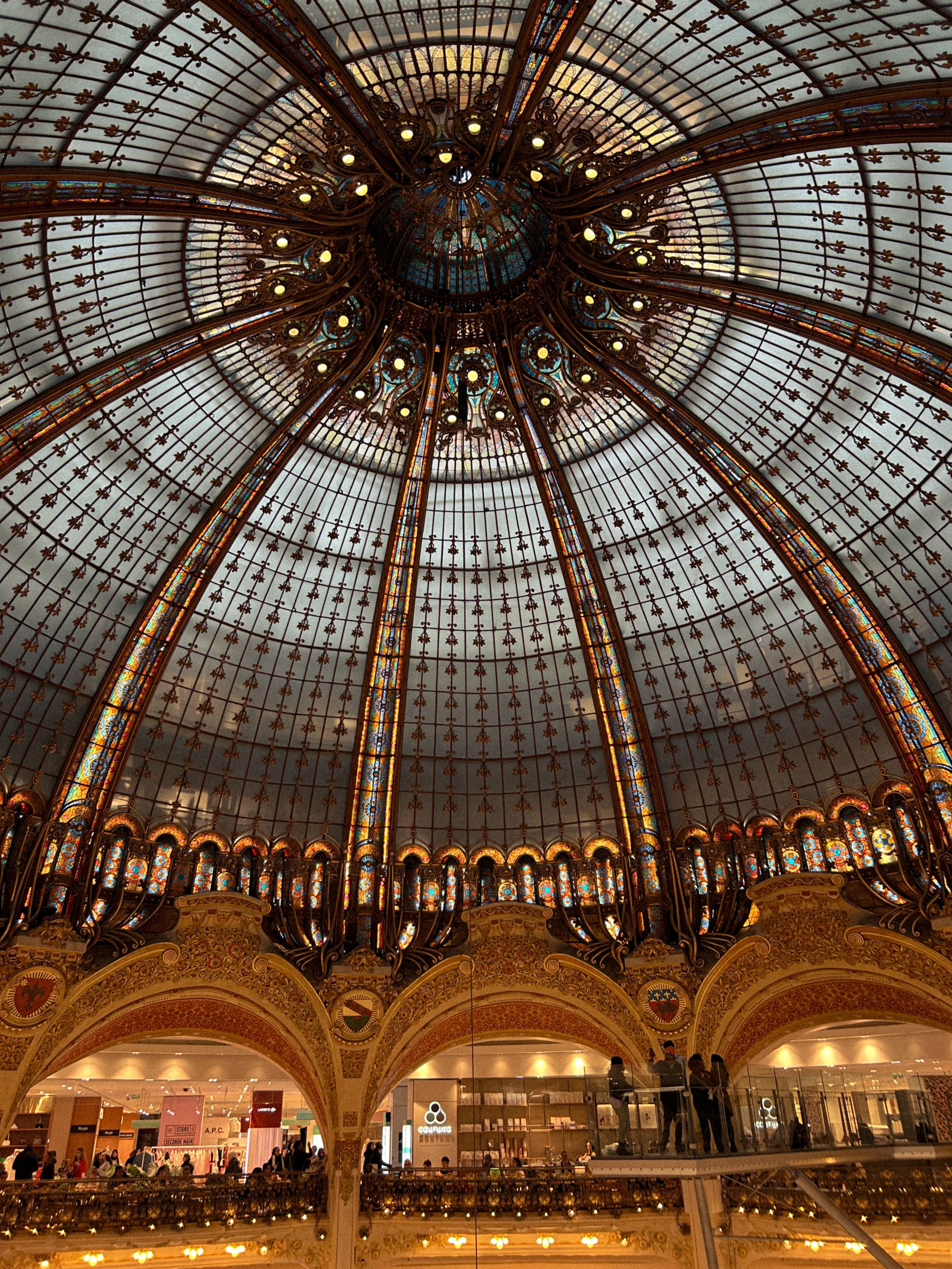 Ornate Stained Glass Dome in French Mall · Free Stock Photo