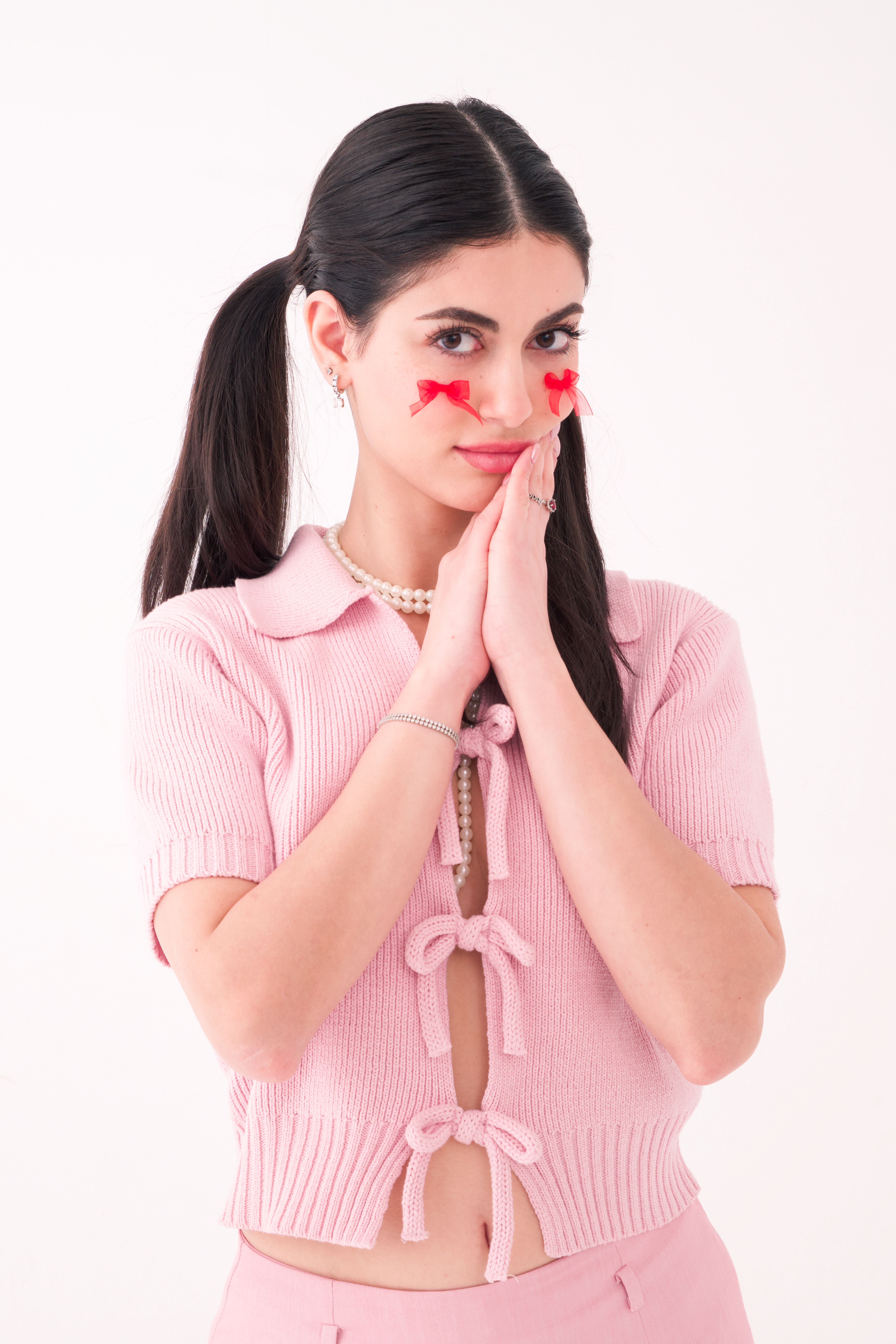 Fashionable Pink Portrait with Heart Details · Free Stock Photo