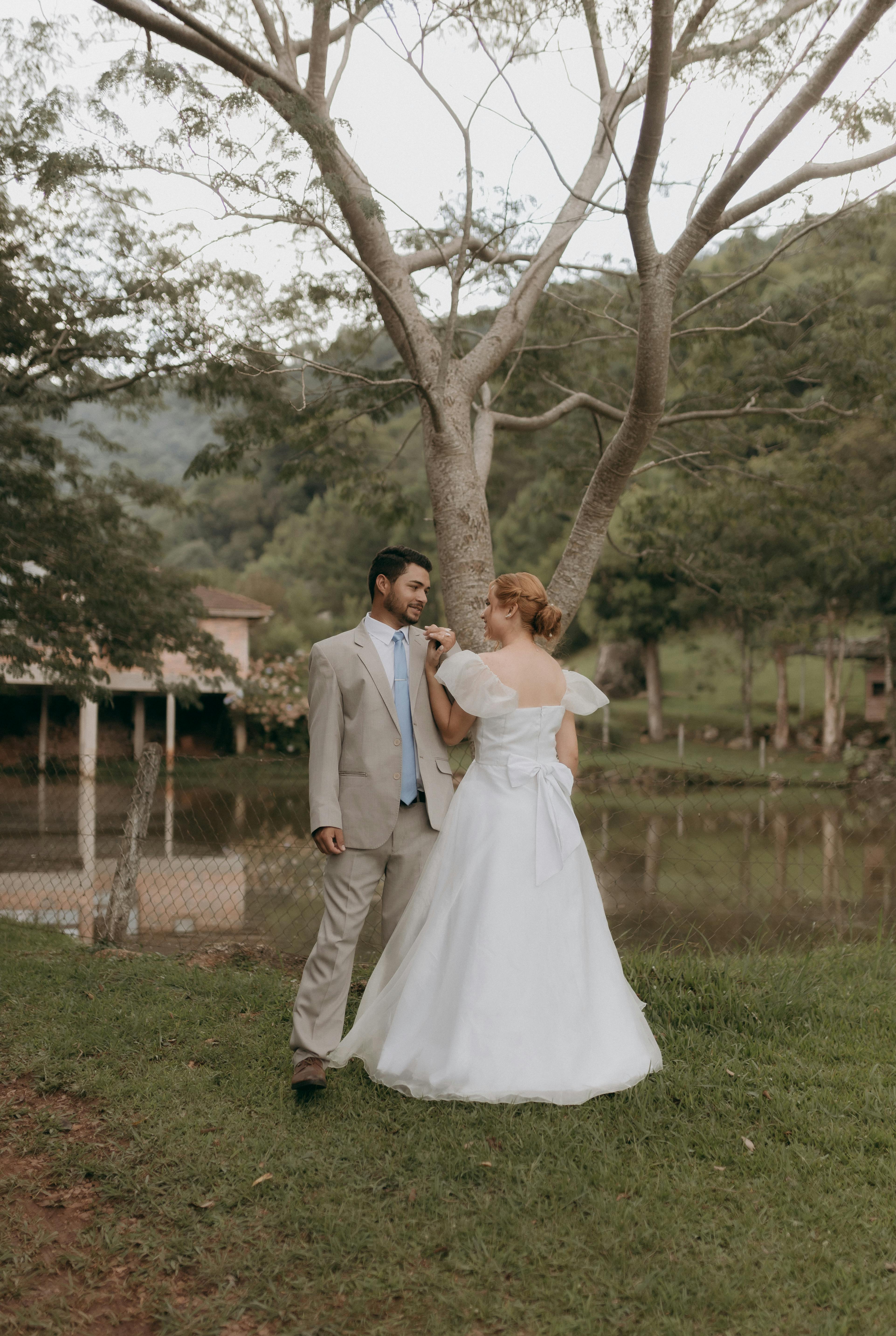 Romantic Outdoor Wedding Portrait in Nature · Free Stock Photo