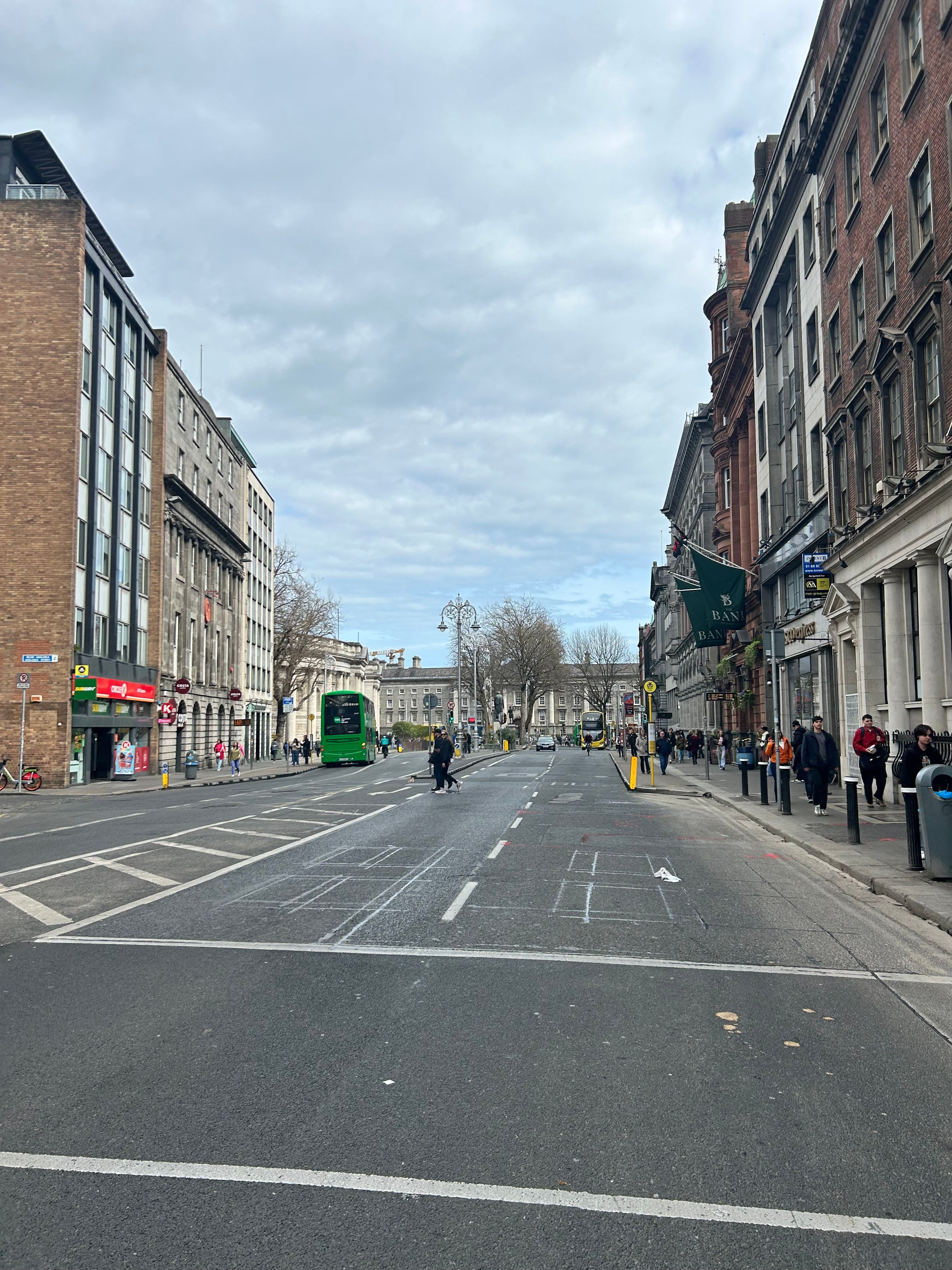 Dublin City Center Street Scene on a Cloudy Day · Free Stock Photo
