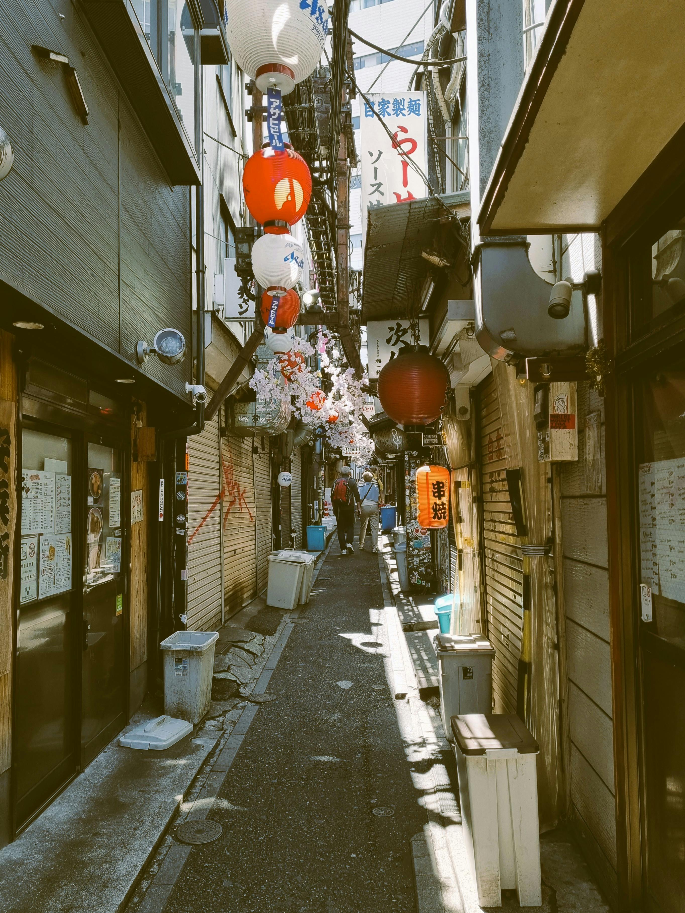 Traditional Japanese Alley with Lanterns · Free Stock Photo