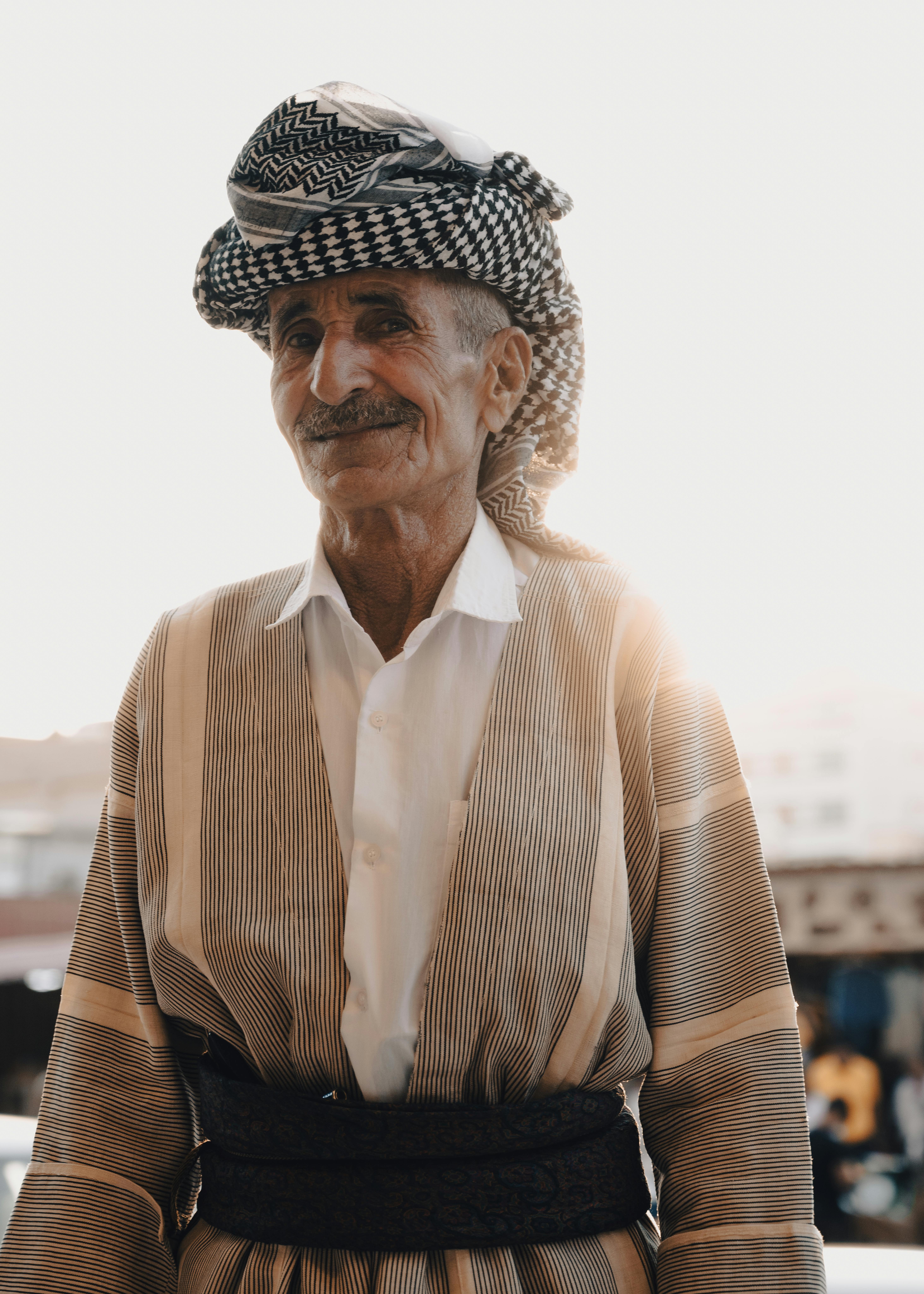 Portrait of an Elderly Kurdish Man in Traditional Attire · Free Stock Photo
