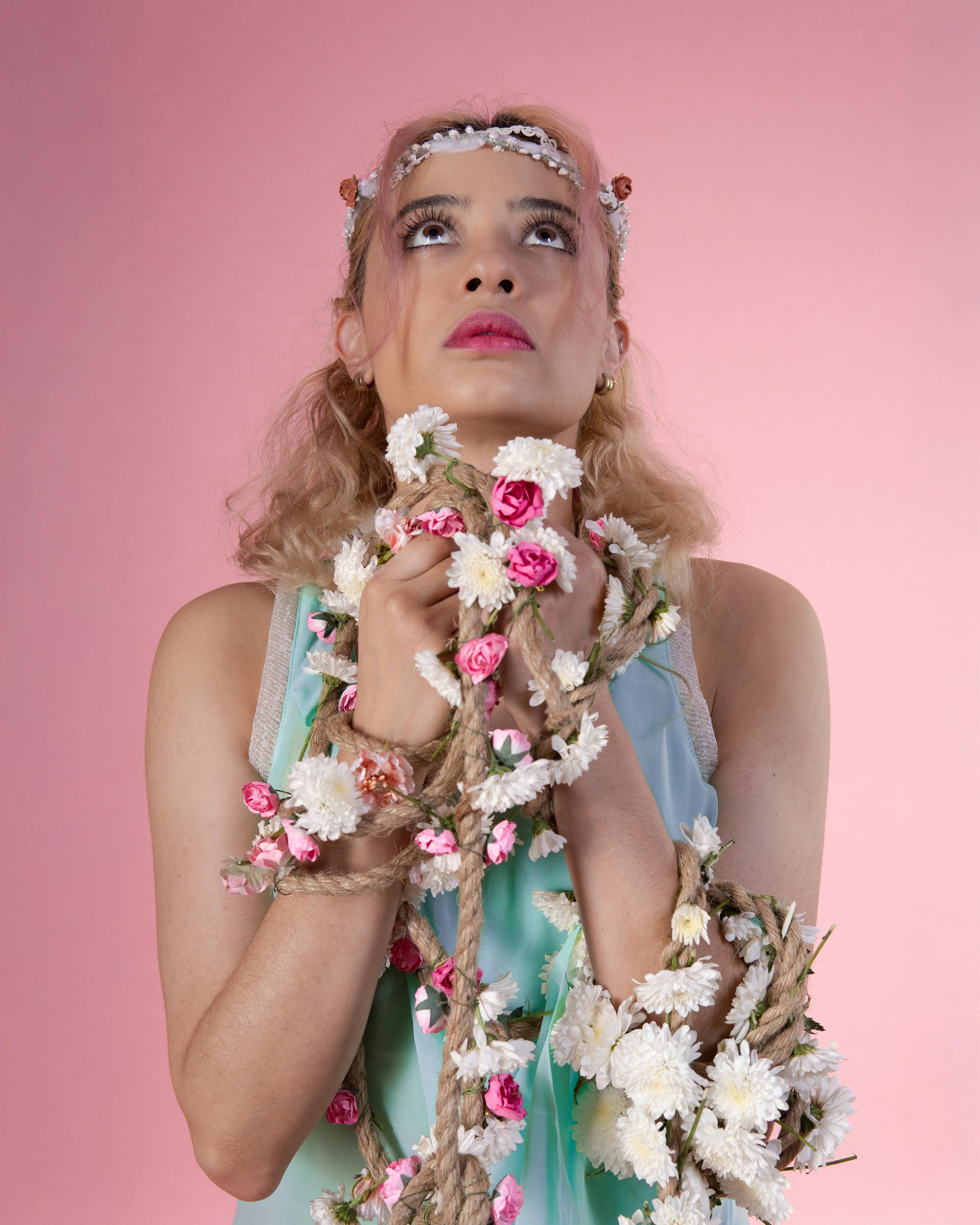 Floral Themed Dancer in Light Pink Pose · Free Stock Photo