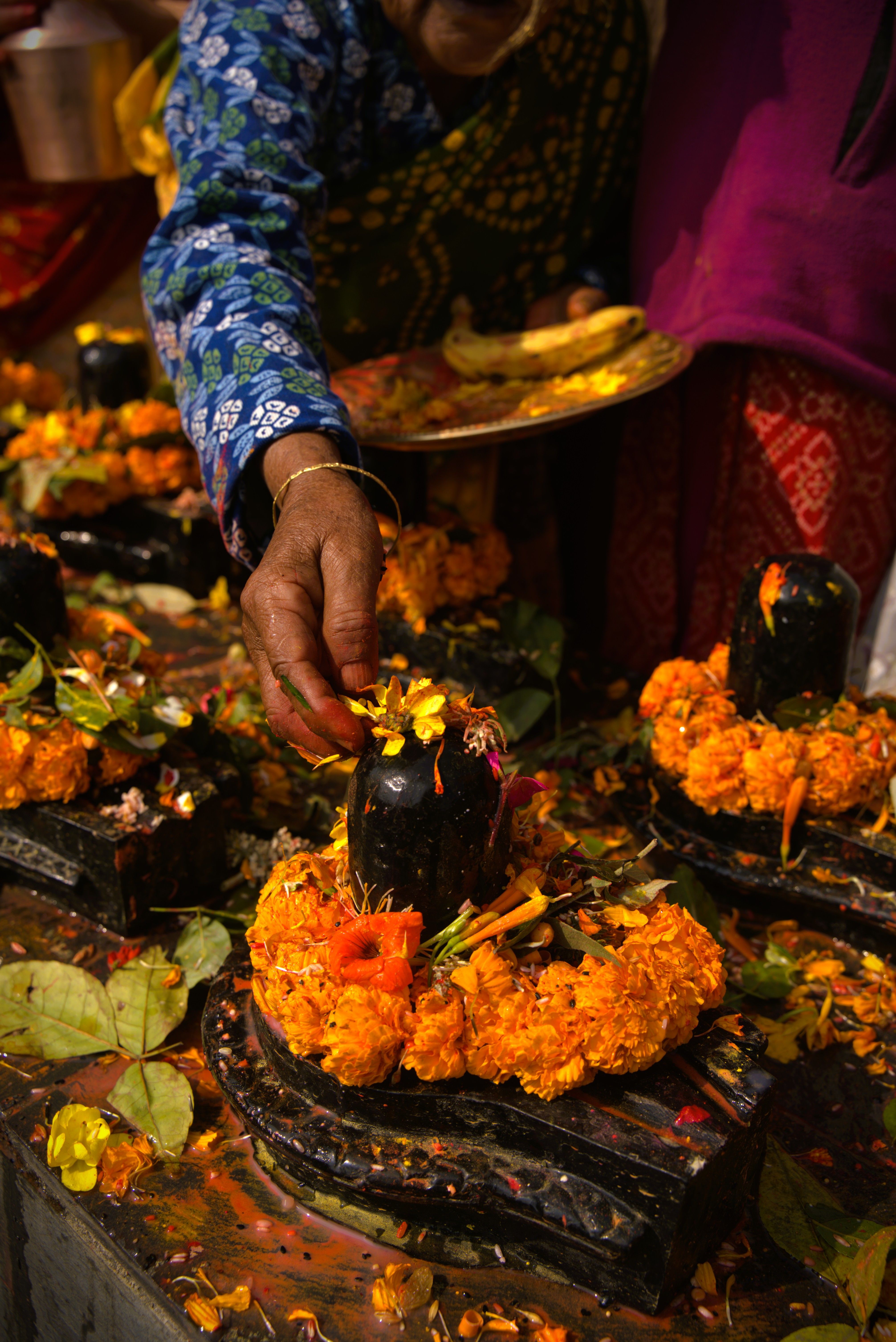 Traditional Nepali Ritual with Floral Offerings · Free Stock Photo