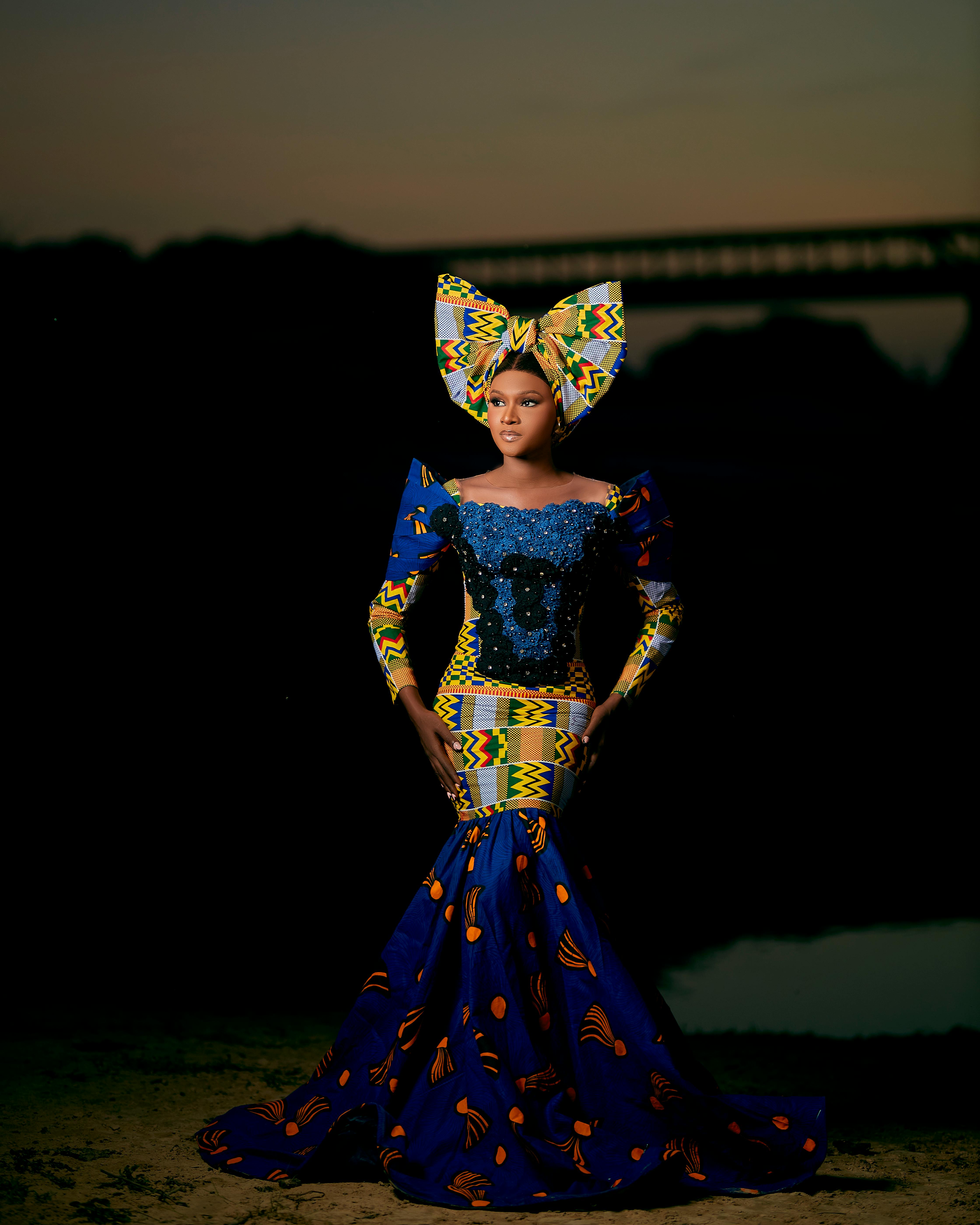 Elegant African Fashion Model at Twilight · Free Stock Photo