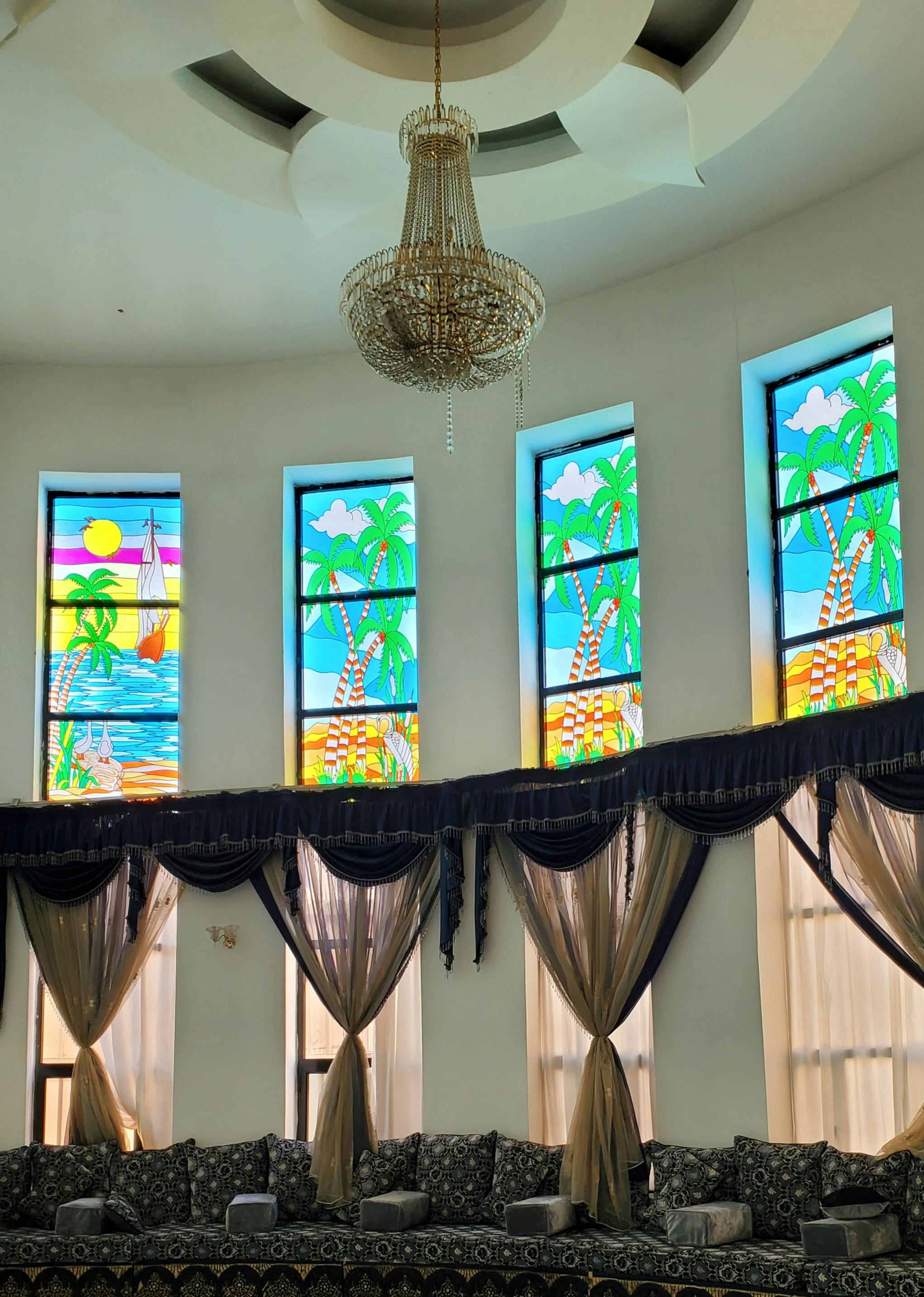 Elegant Arabesque Interior with Stained Glass Windows · Free Stock Photo