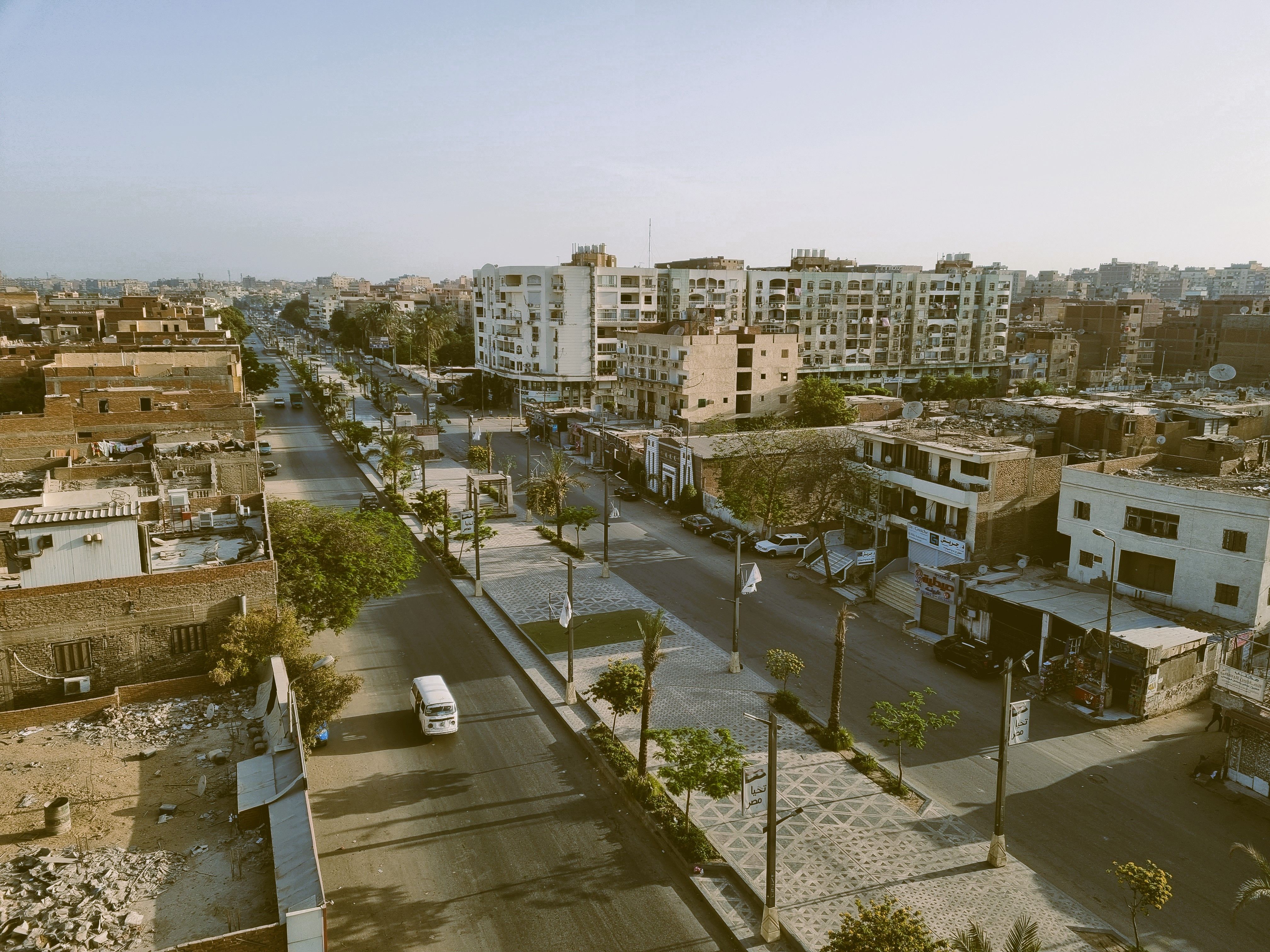 Aerial View of City Street with Residential Buildings · Free Stock Photo