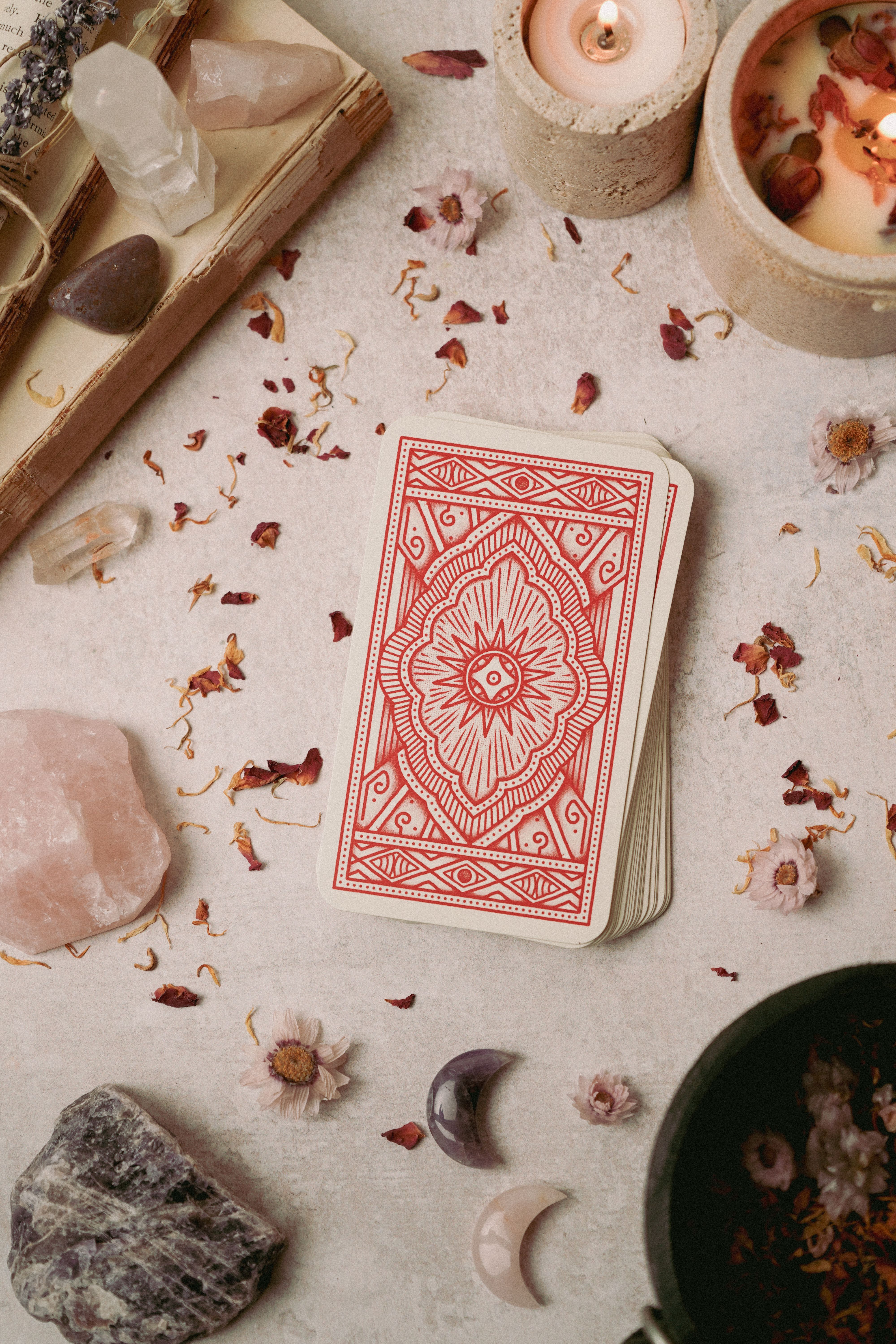 Mystical Tarot Cards with Crystals and Candles · Free Stock Photo
