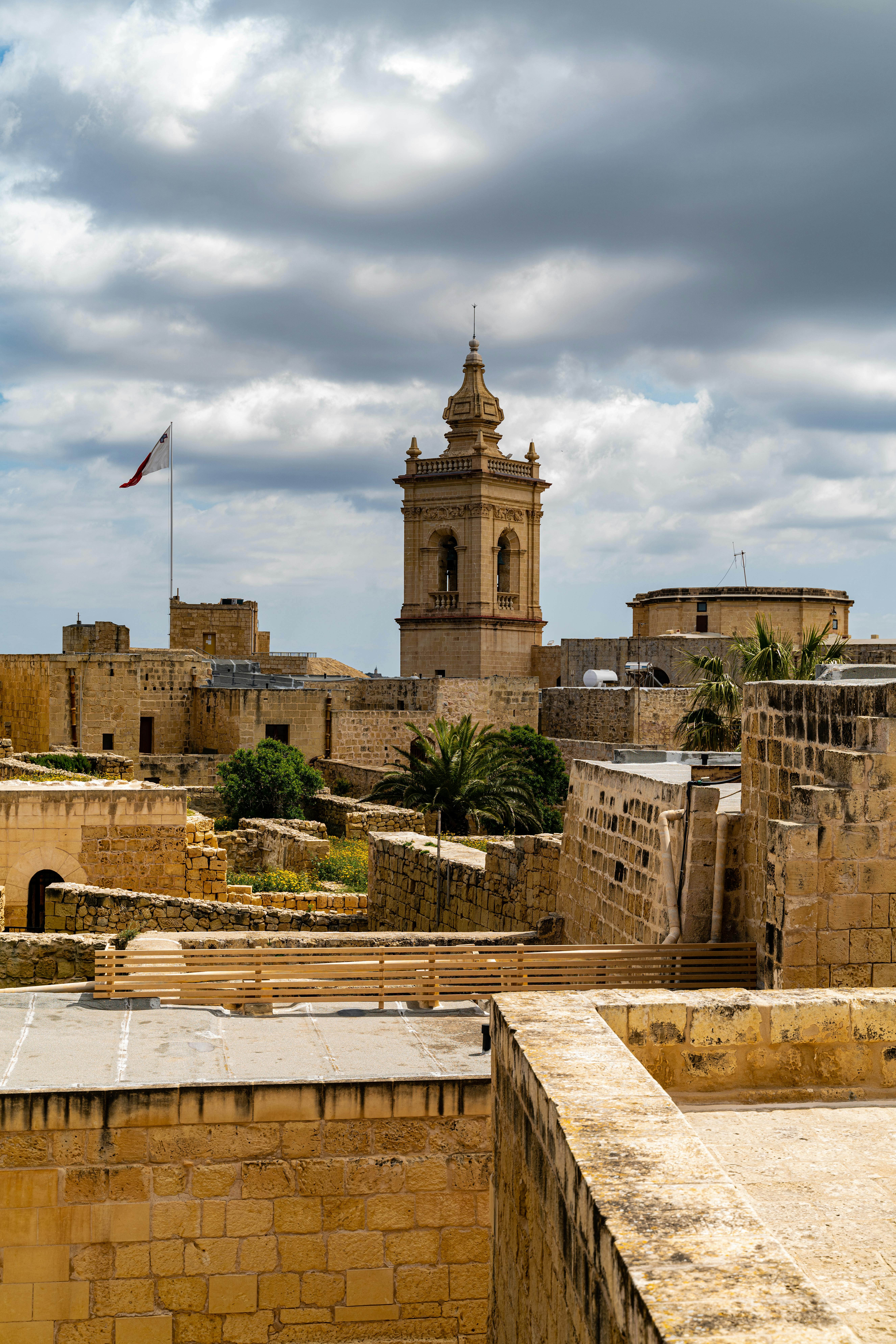 Historic Maltese Fortress with Clock Tower · Free Stock Photo