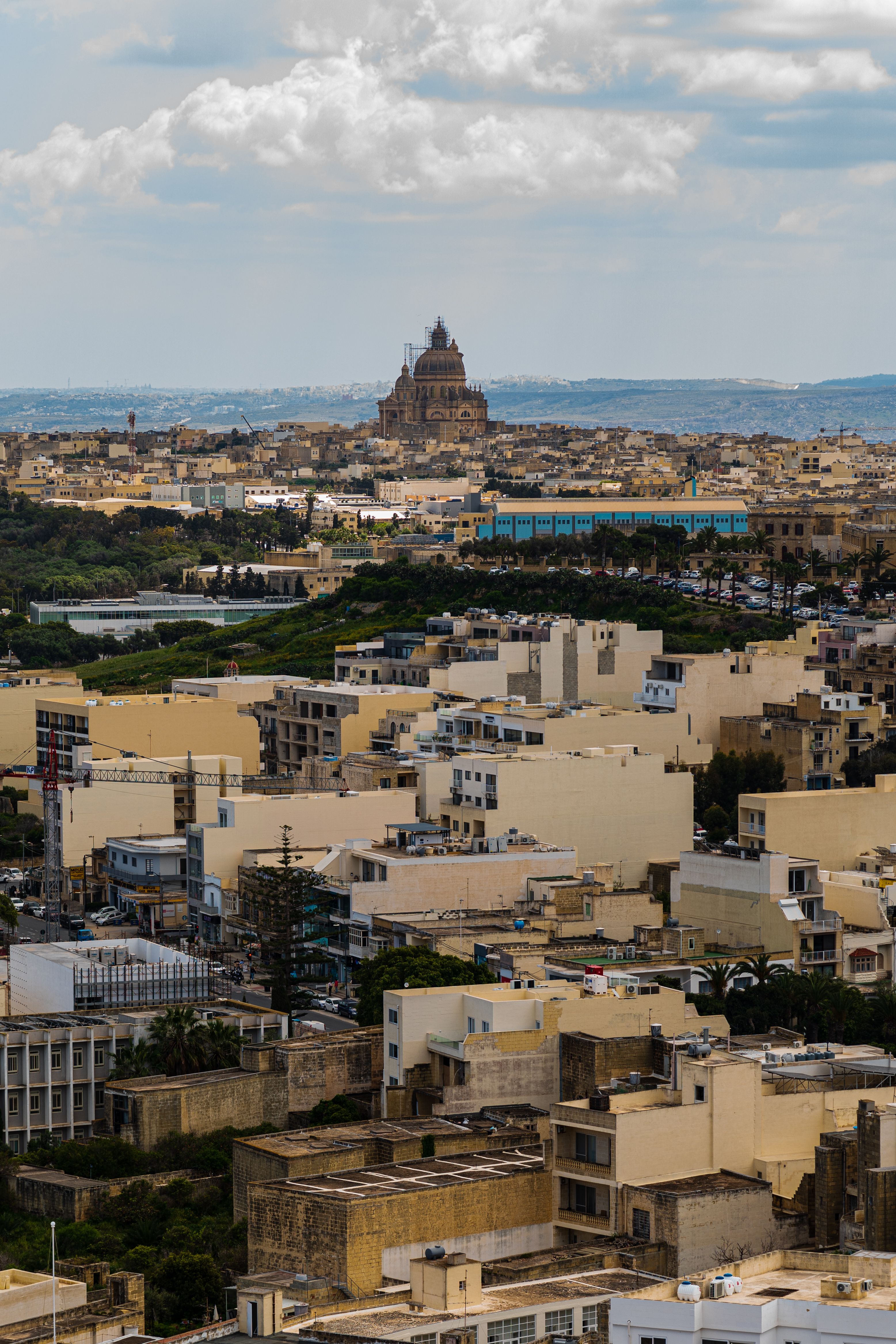 Aerial View of Maltese Cityscape with Church · Free Stock Photo