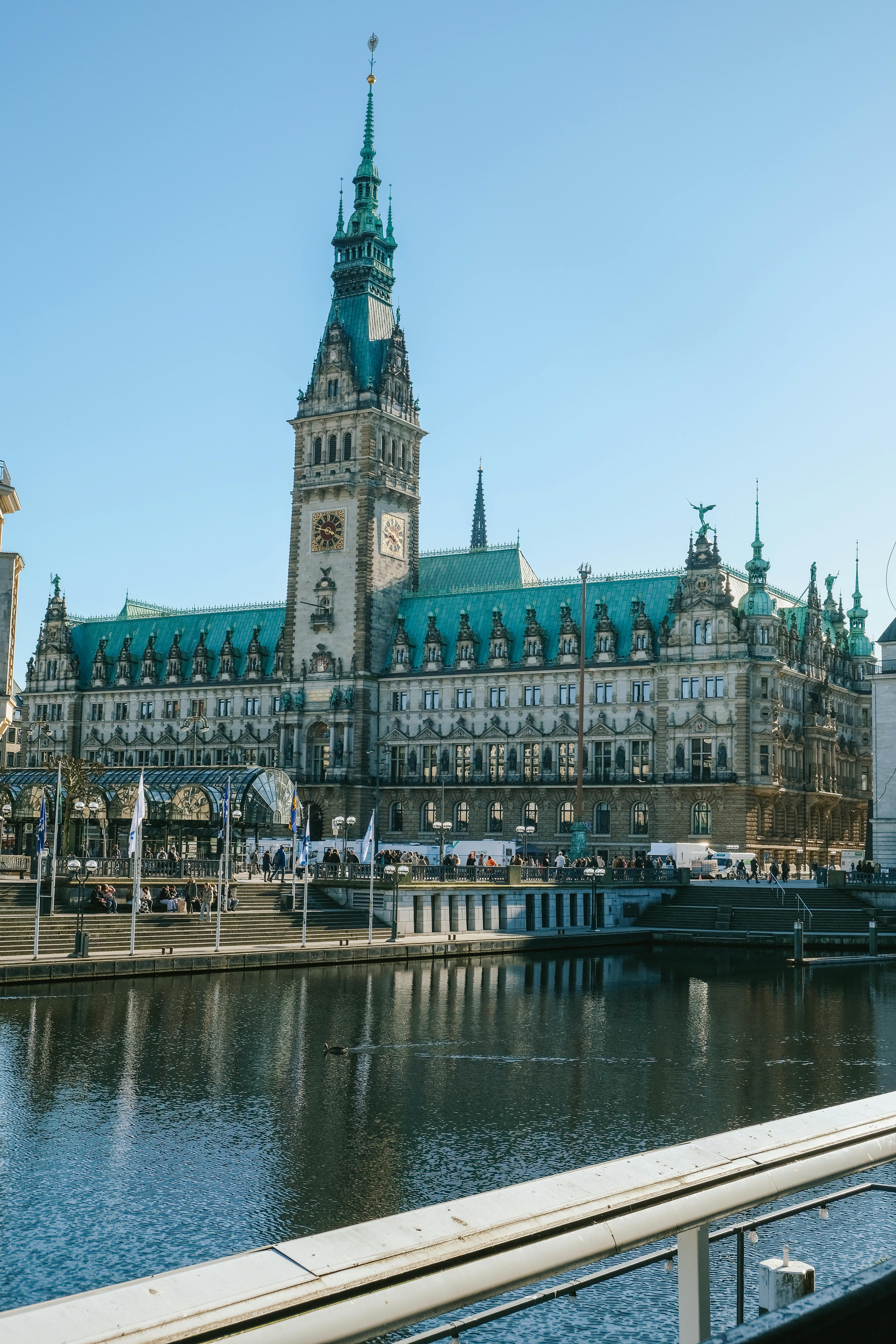 Historic Hamburg City Hall Reflected in Alster River · Free Stock Photo