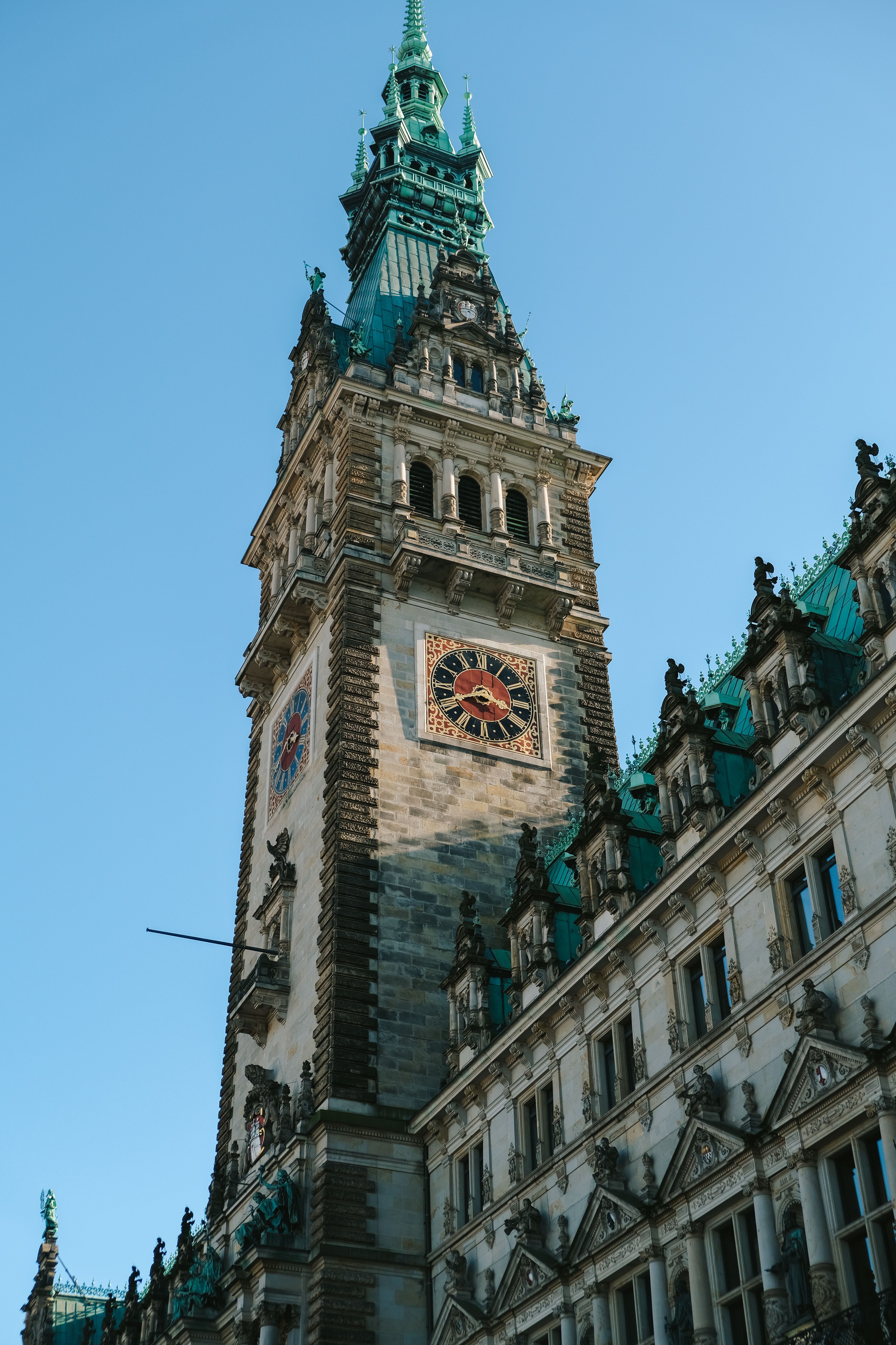 Historic Hamburg Town Hall Clock Tower in Daylight · Free Stock Photo