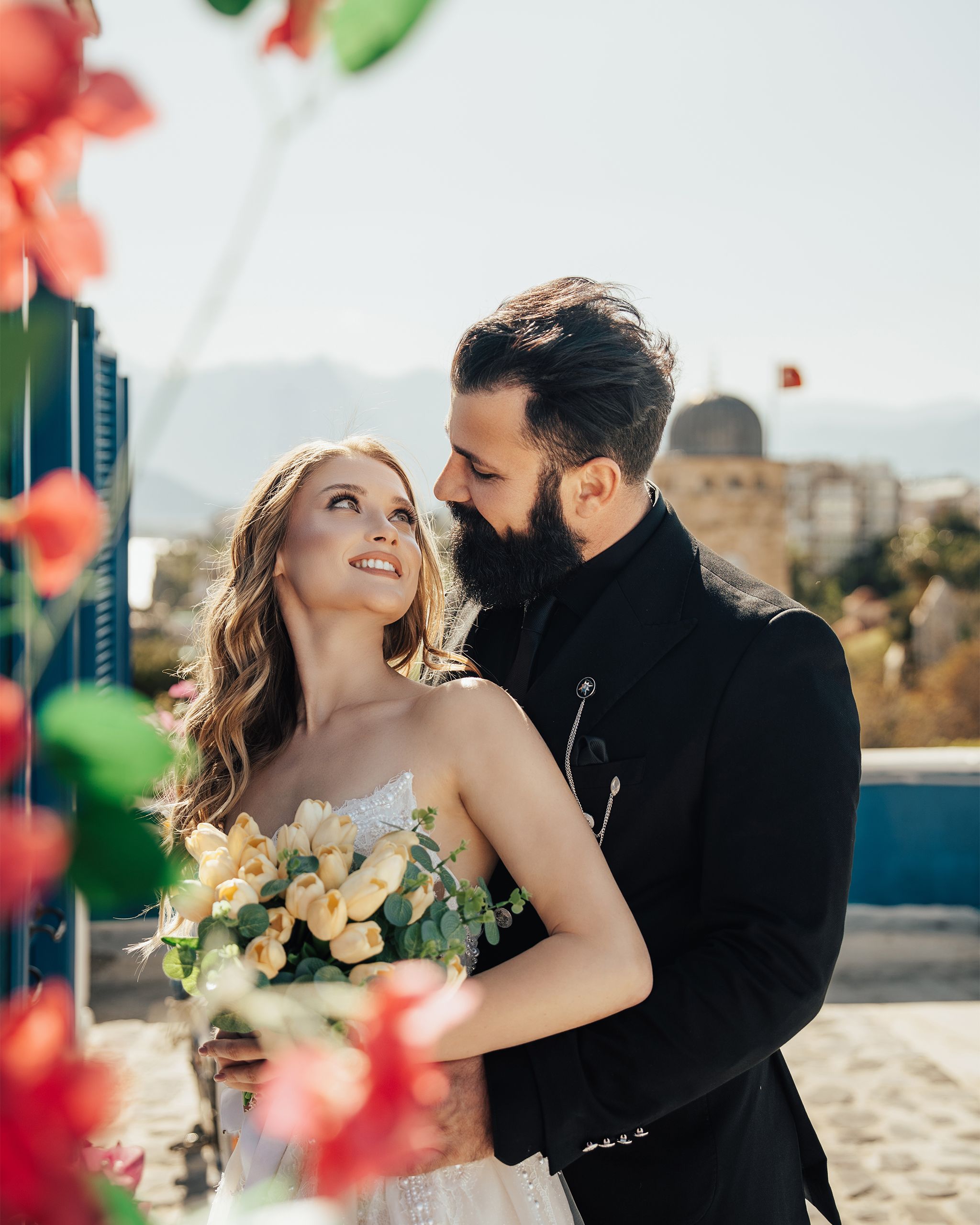 Romantic Outdoor Wedding Couple Embrace · Free Stock Photo