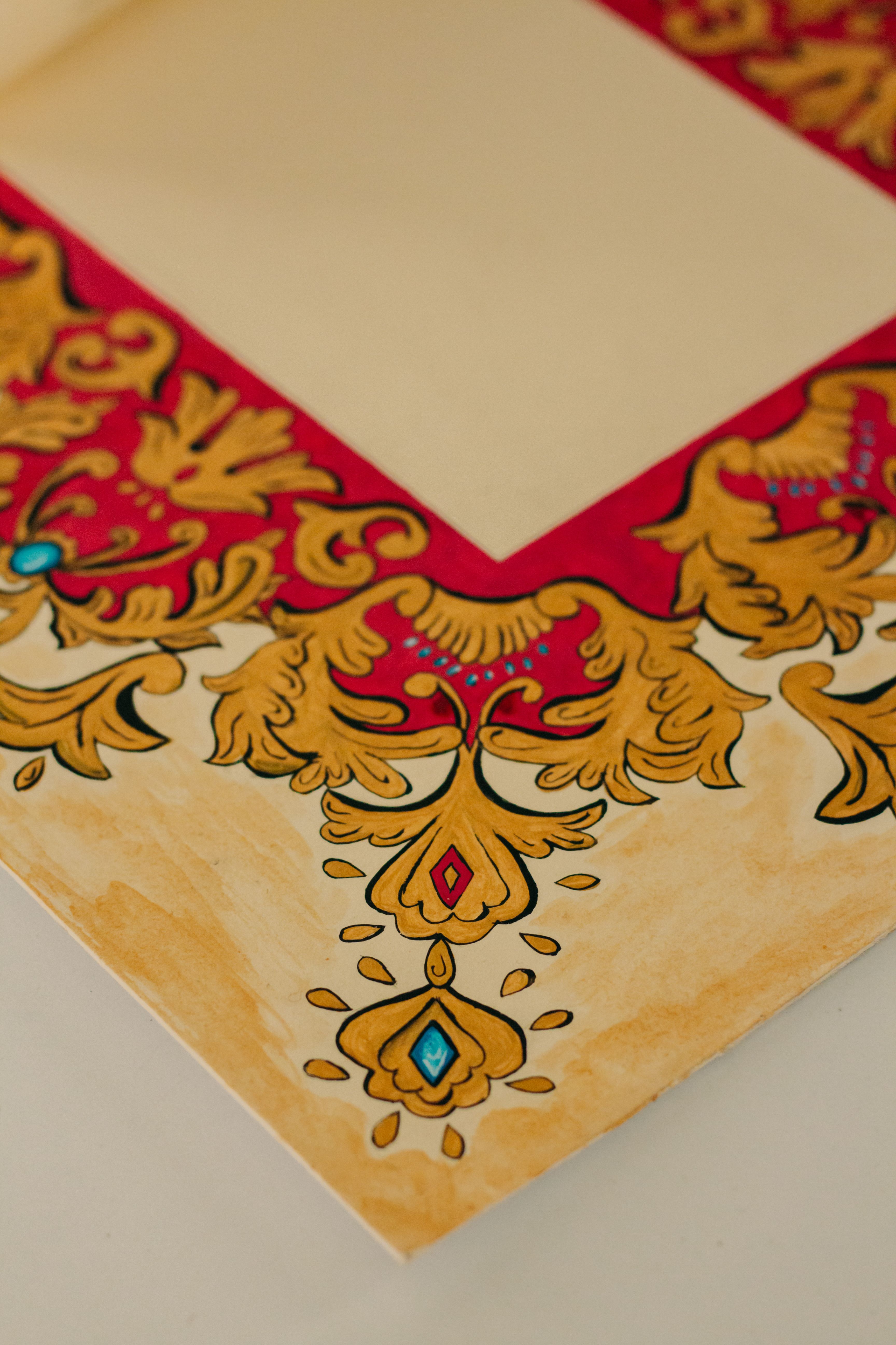 Ornate Decorative Border with Gold and Red Design · Free Stock Photo