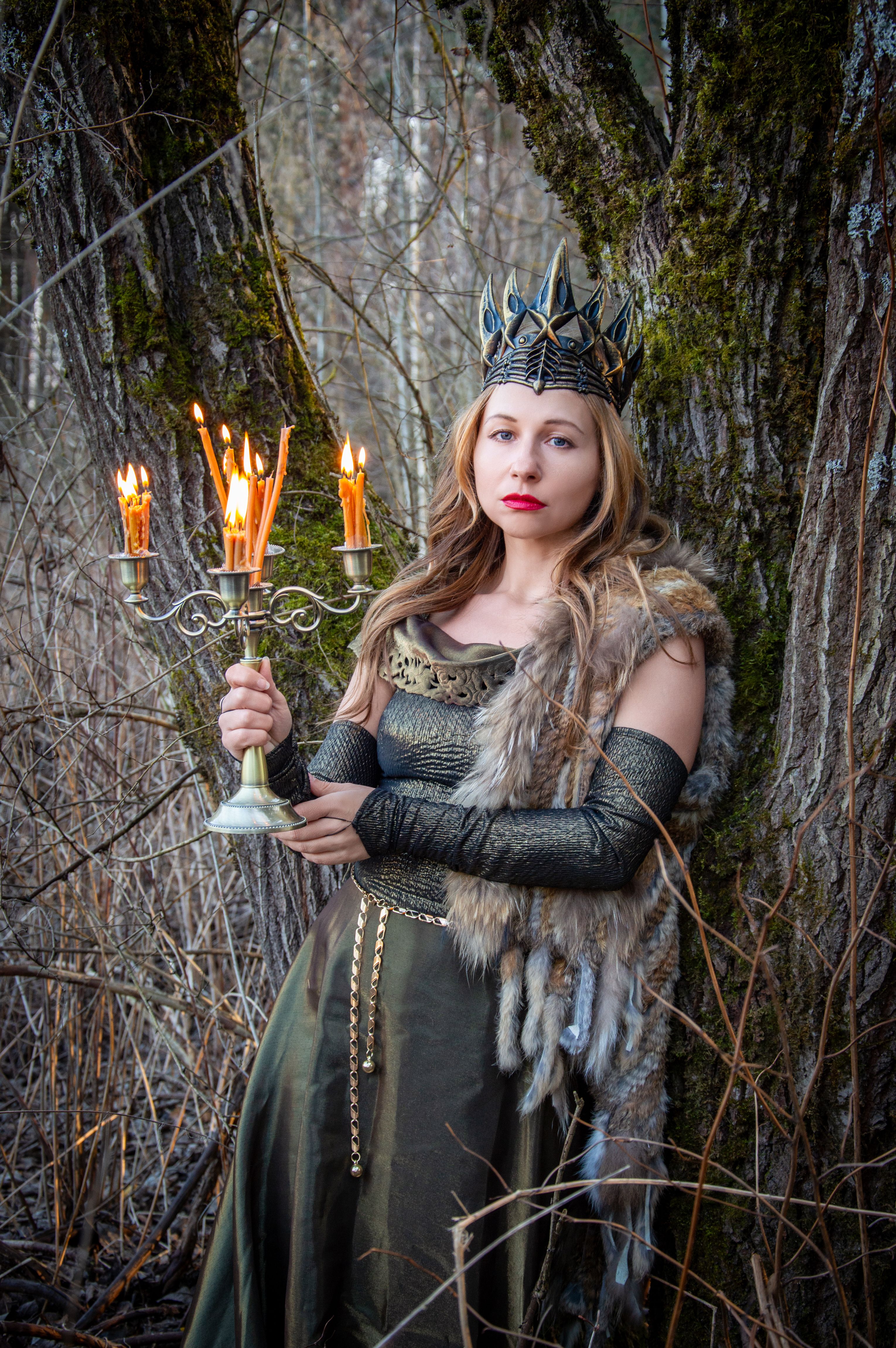 Fantasy Forest Queen with Candelabra · Free Stock Photo