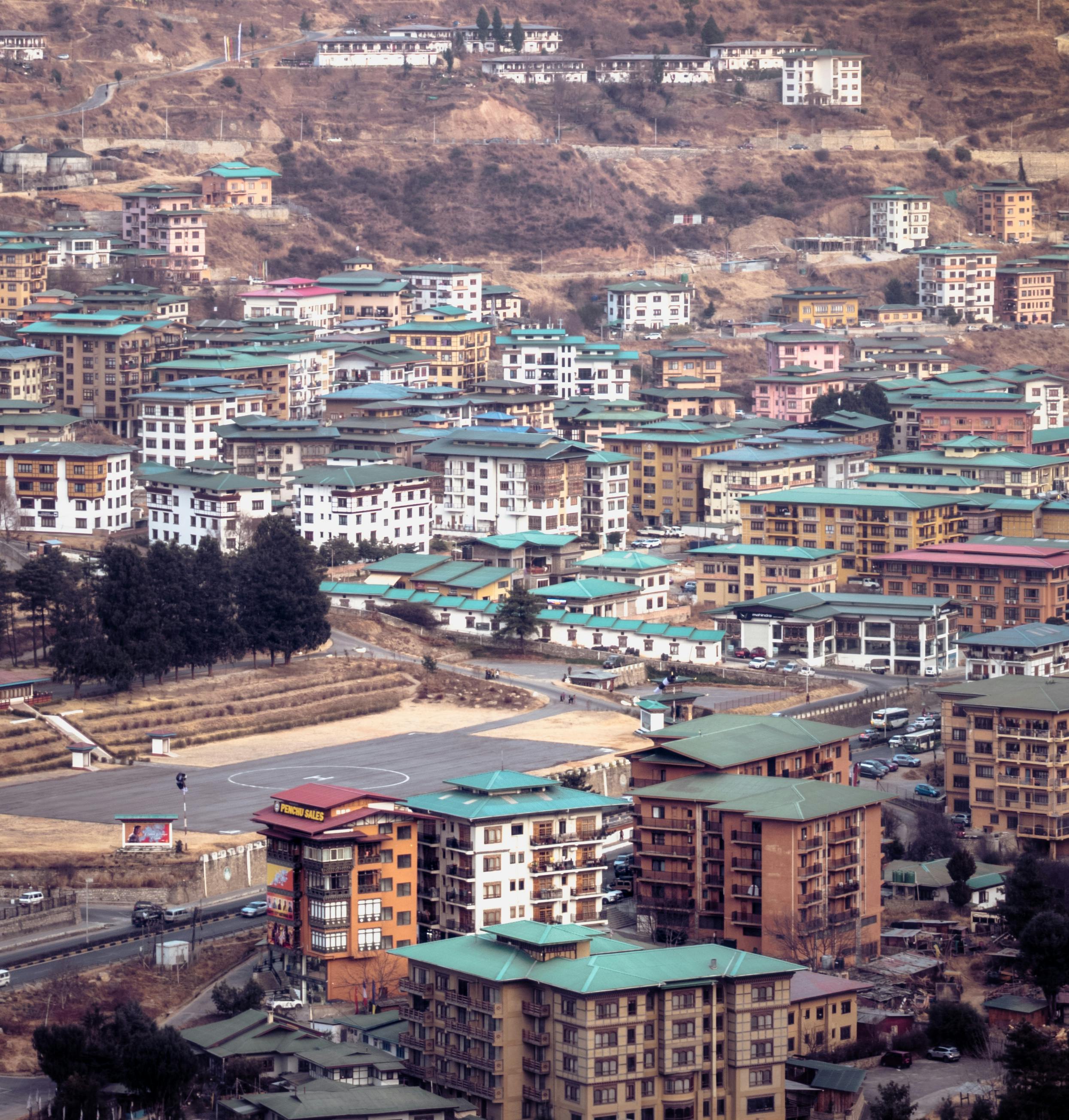 Aerial View of Thimphu Cityscape in Bhutan · Free Stock Photo