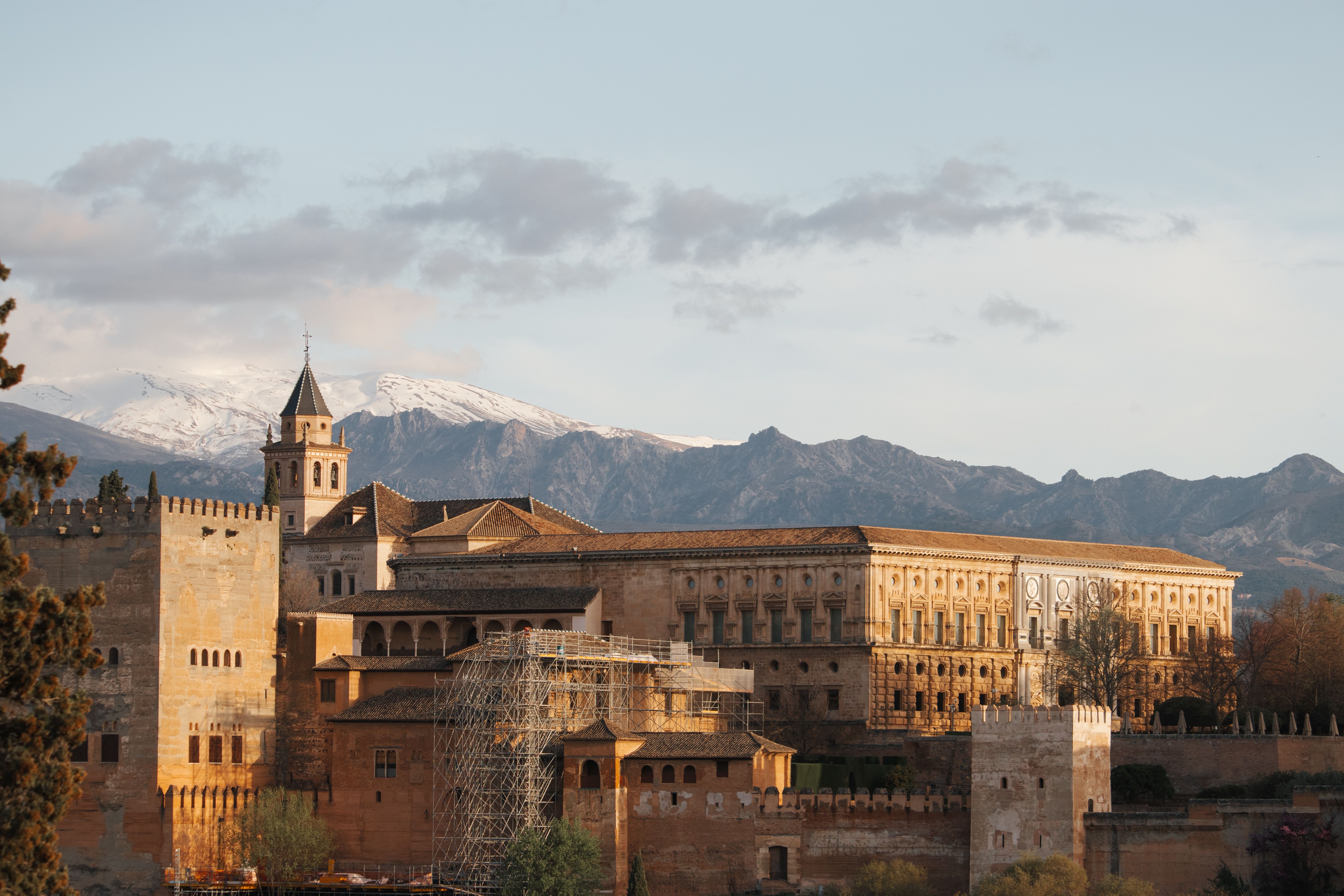 Alhambra Palace in Granada with Sierra Nevada View · Free Stock Photo