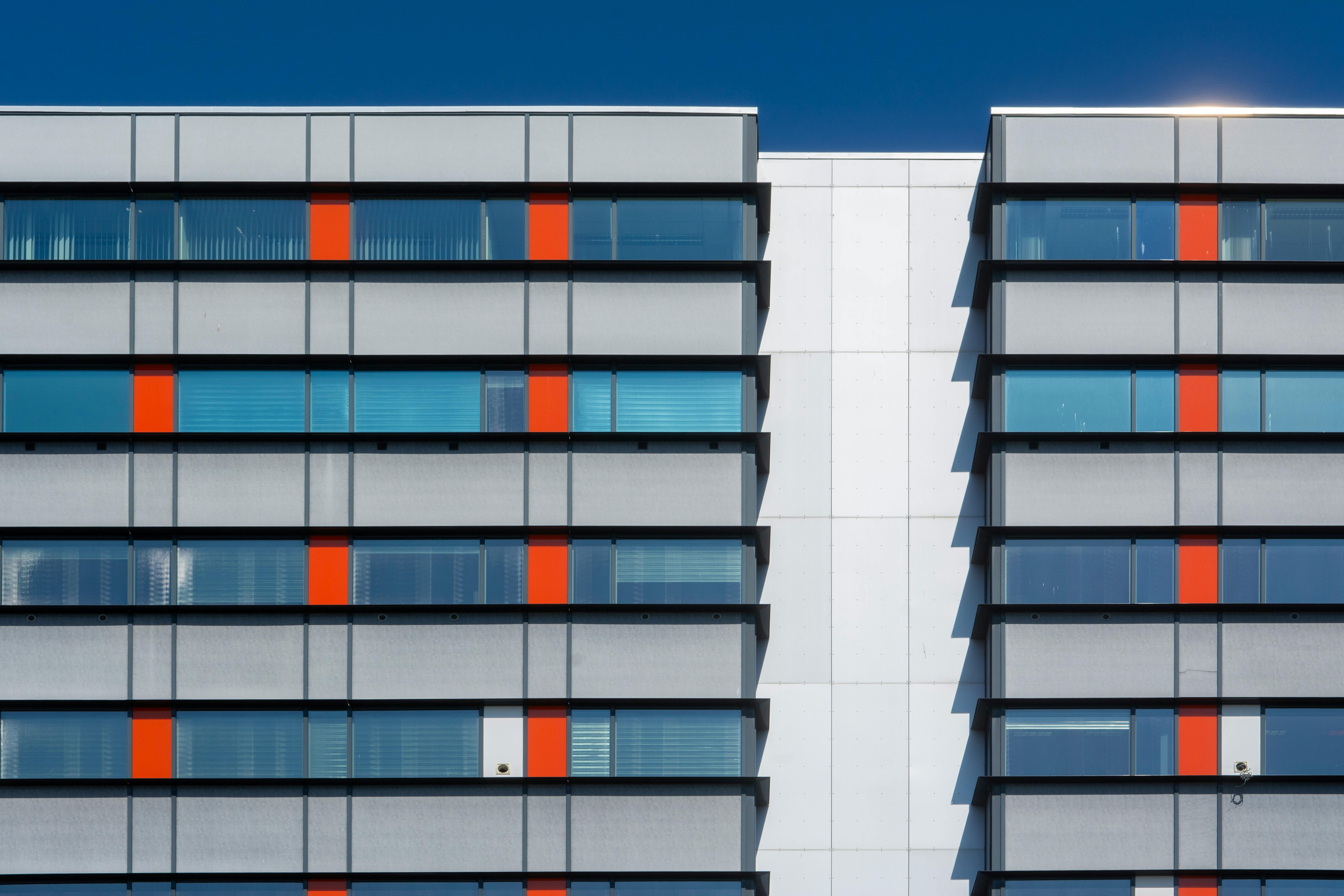 Modern Architectural Building Facade with Colorful Accents · Free Stock ...