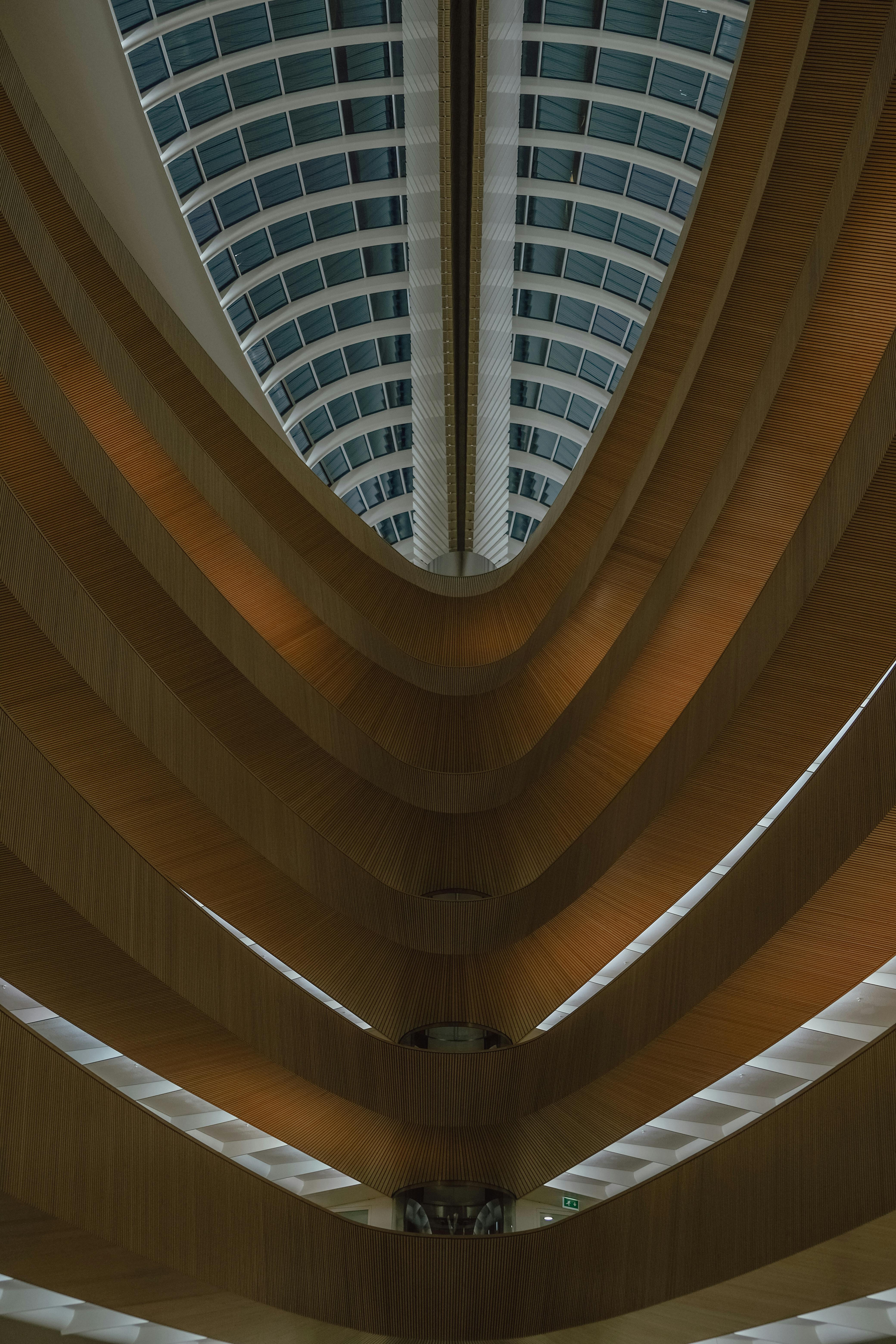 Modern Architectural Ceiling with Glass Atrium · Free Stock Photo