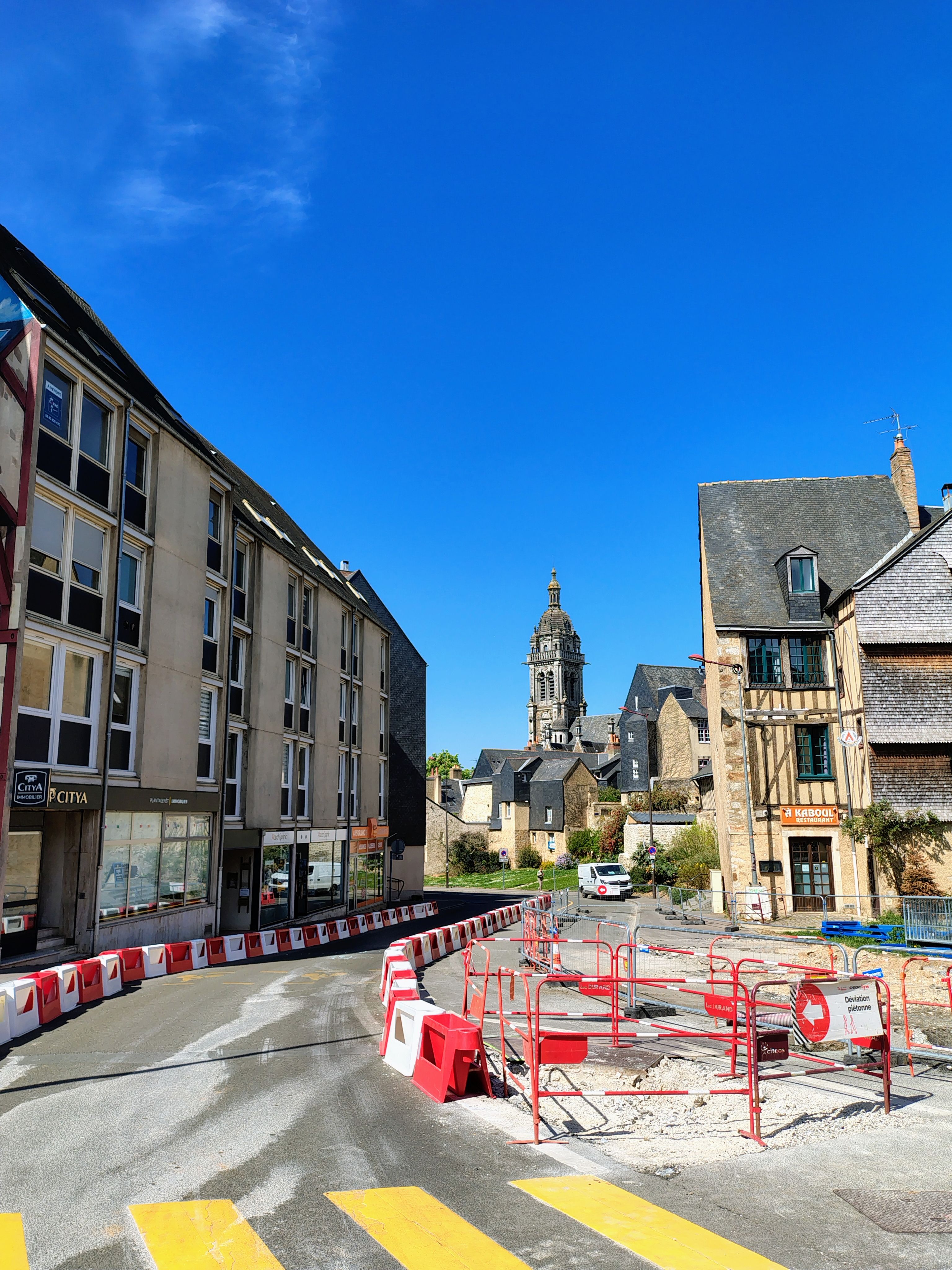 Historic Town Street with Construction Site · Free Stock Photo