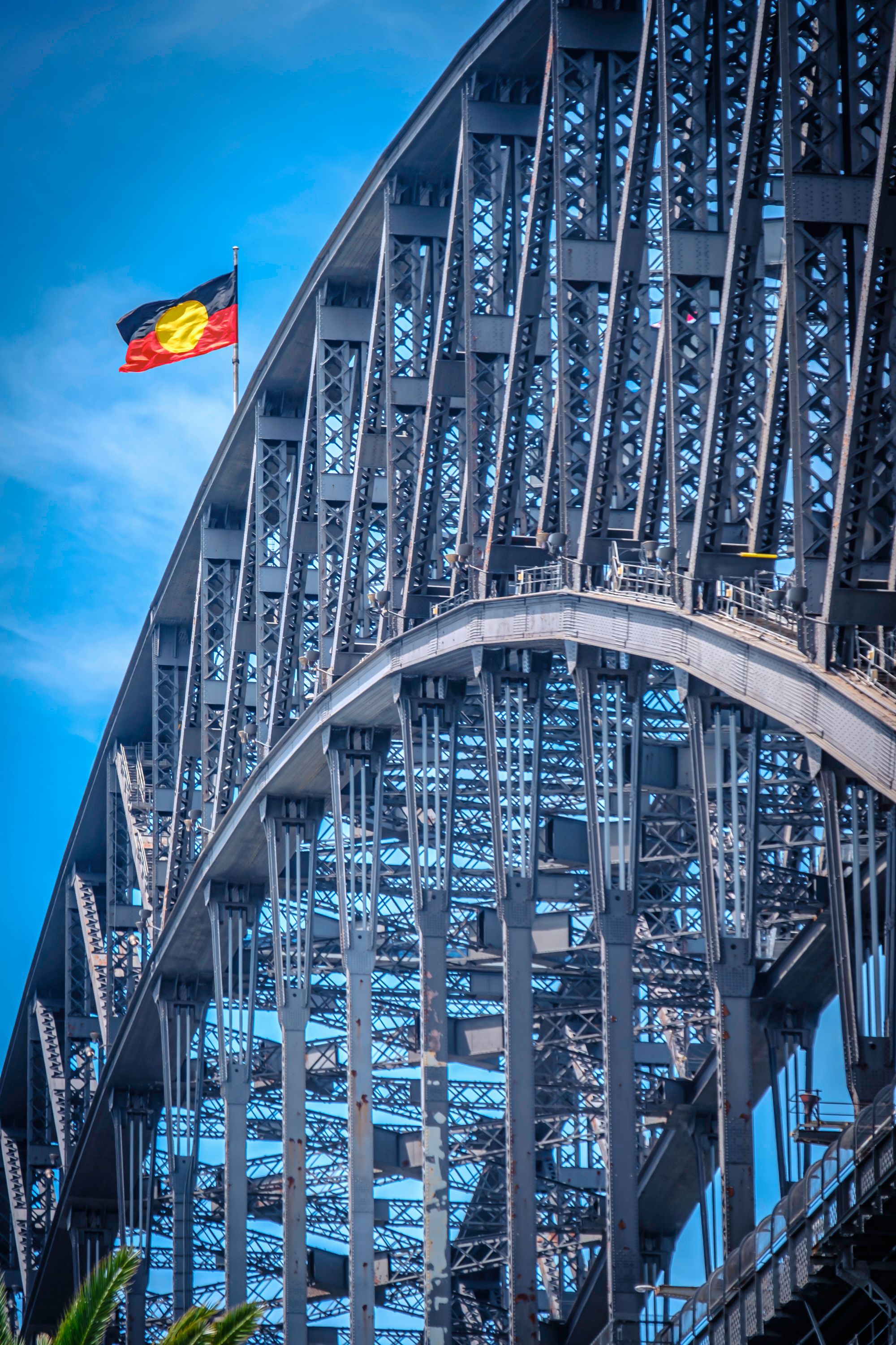 Sydney Harbor Bridge with Aboriginal Flag · Free Stock Photo